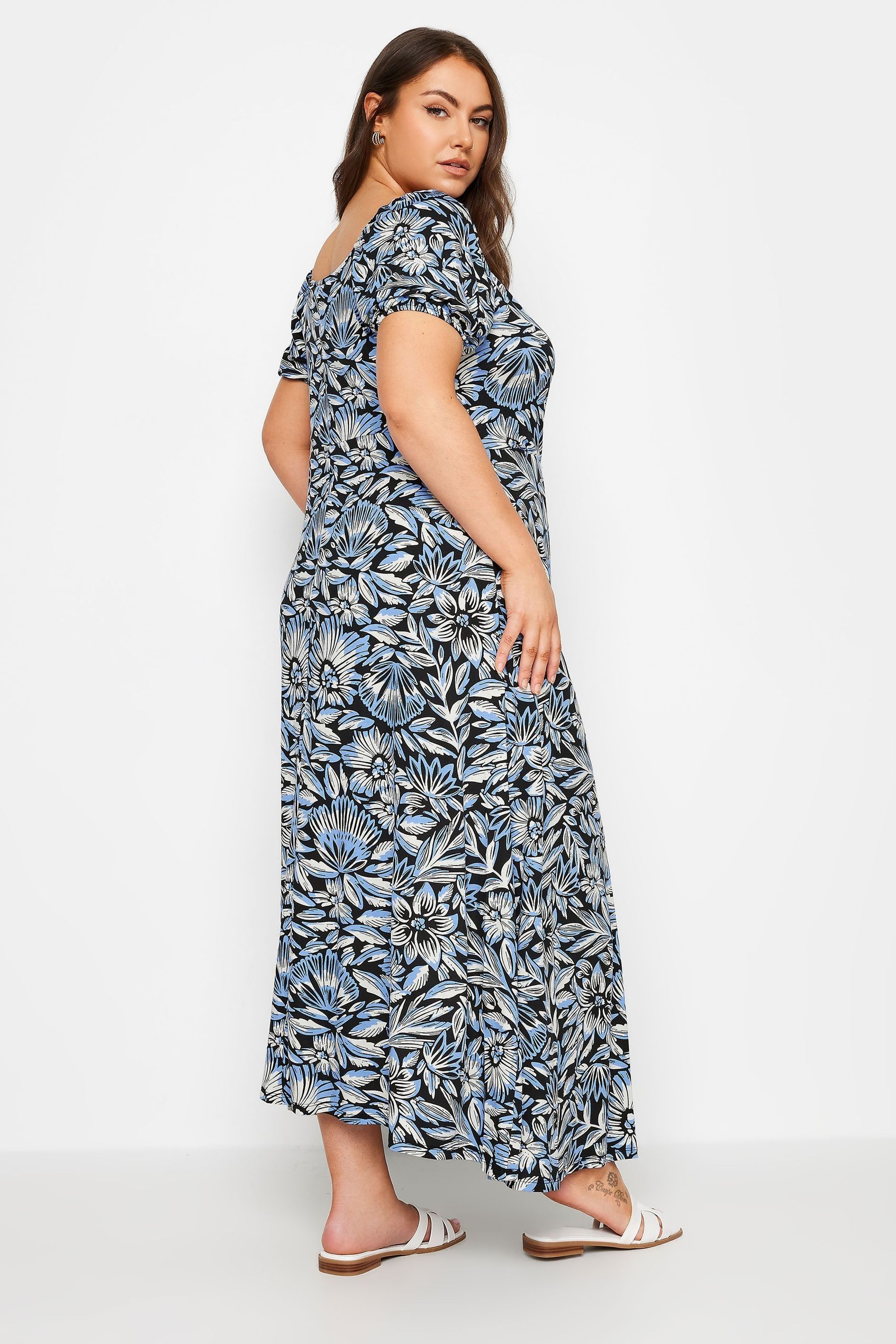 Buy Yours Curve Blue Floral Print Tiered Maxi Dress from the Next UK ...