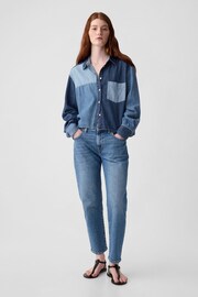 Buy Gap Blue Cropped Patchwork Denim Shirt from the Next UK online shop