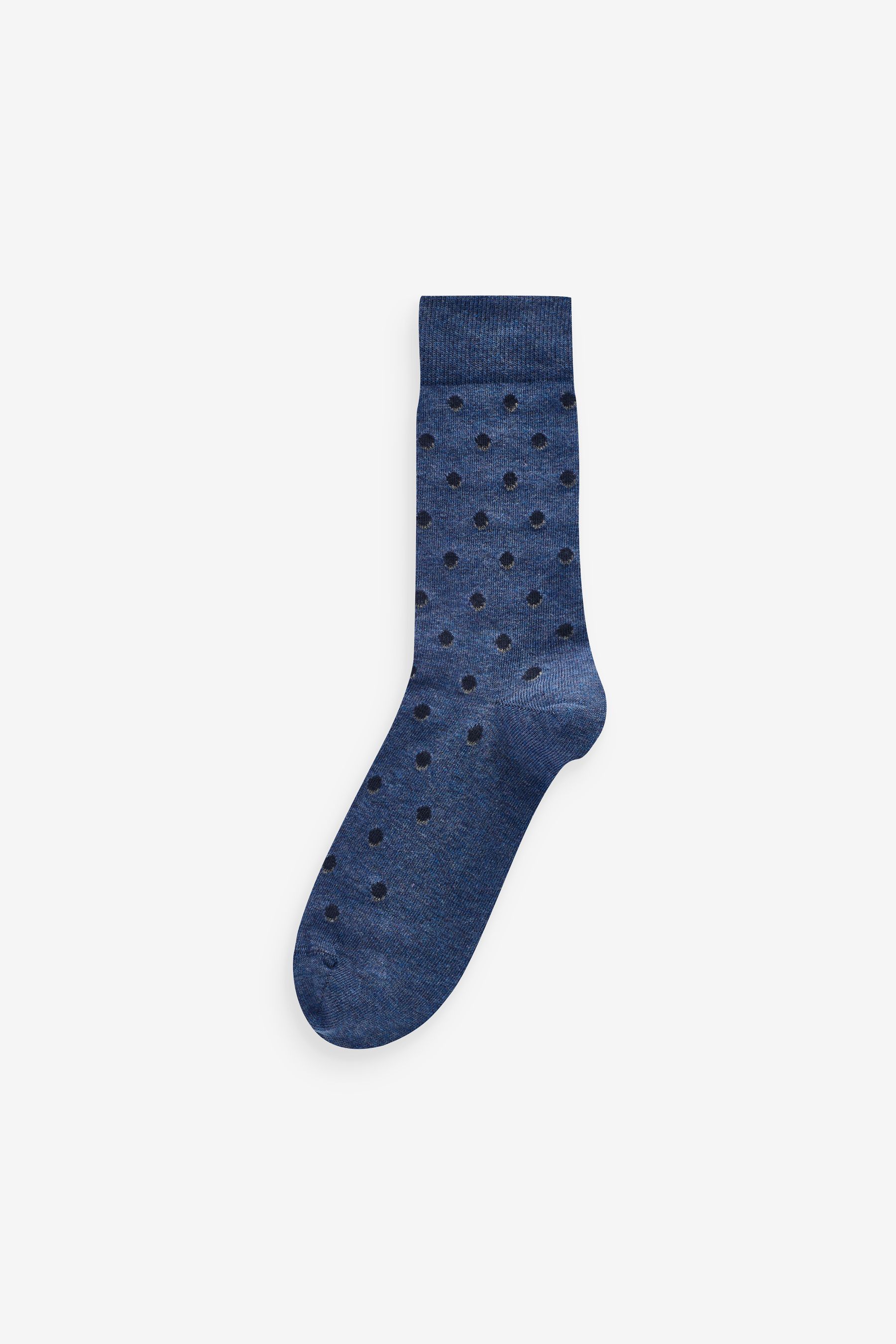 Buy Navy Blue/Grey Pattern 12 Pack Mens Cotton Rich Black Socks from ...