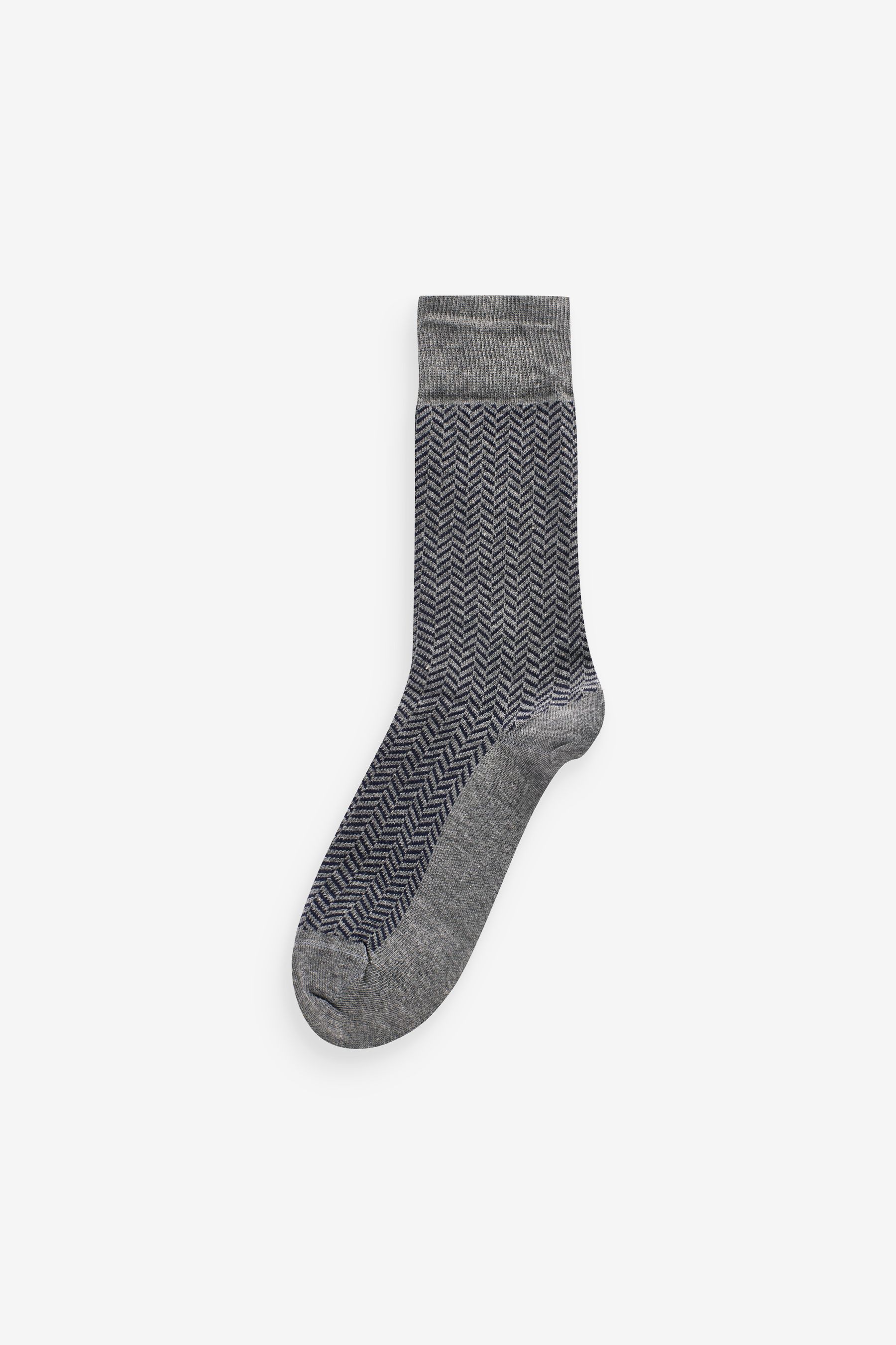 Buy Navy Blue/Grey Pattern 12 Pack Mens Cotton Rich Black Socks from ...