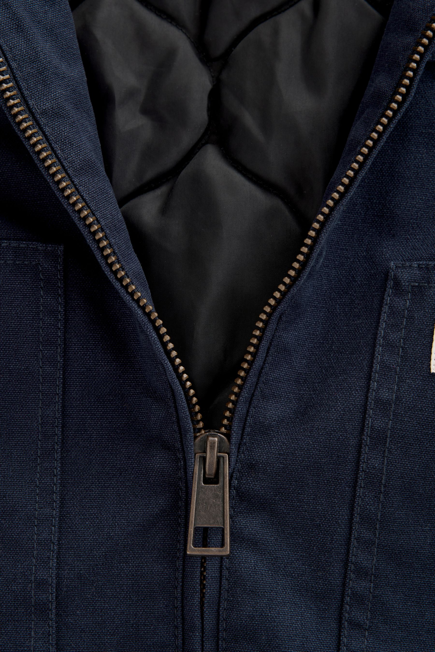 Buy Navy Blue Zip-Through 100% Cotton Quilted Shacket Overshirt from ...
