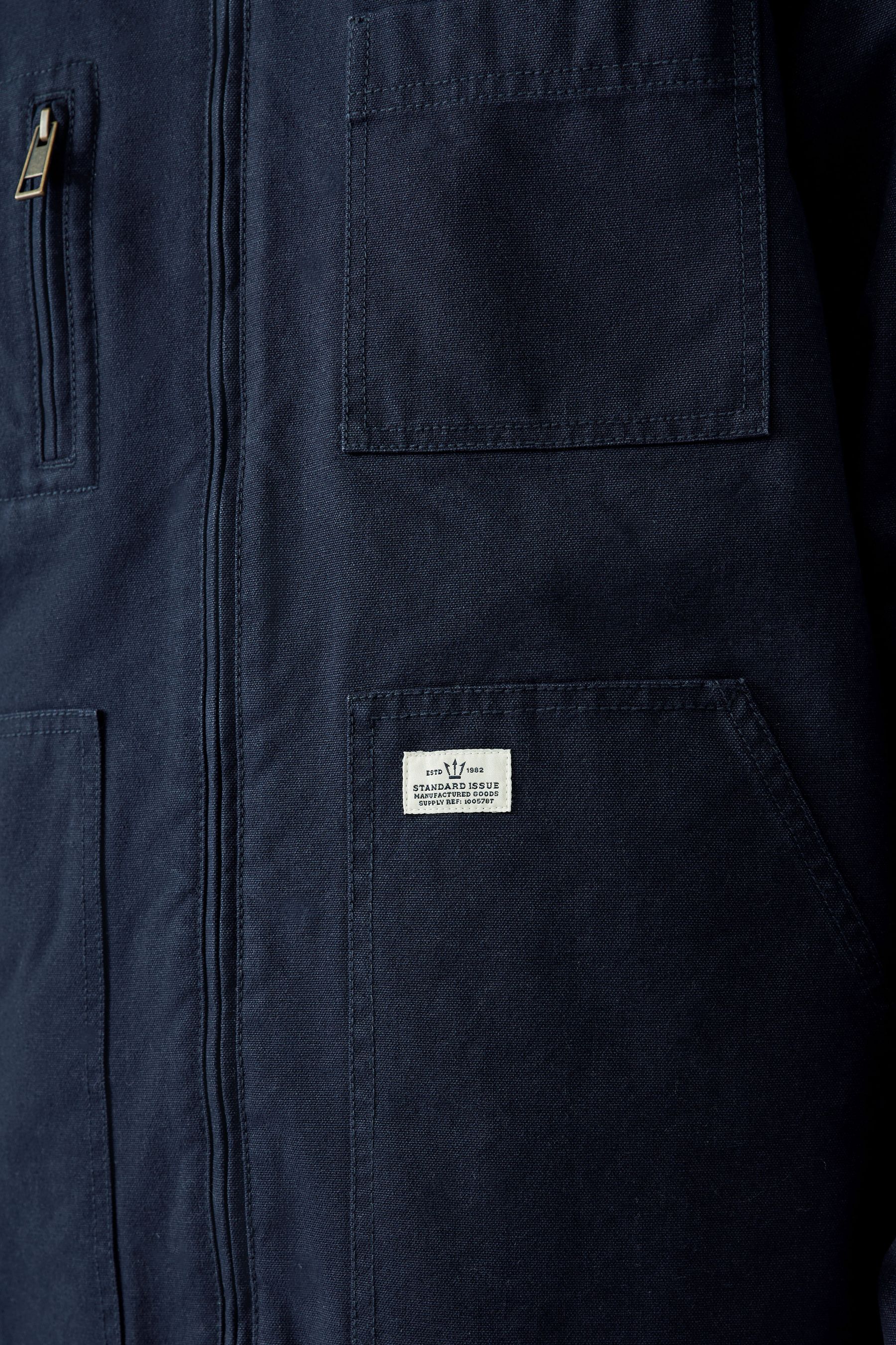 Buy Navy Blue Zip-Through 100% Cotton Quilted Shacket Overshirt from ...