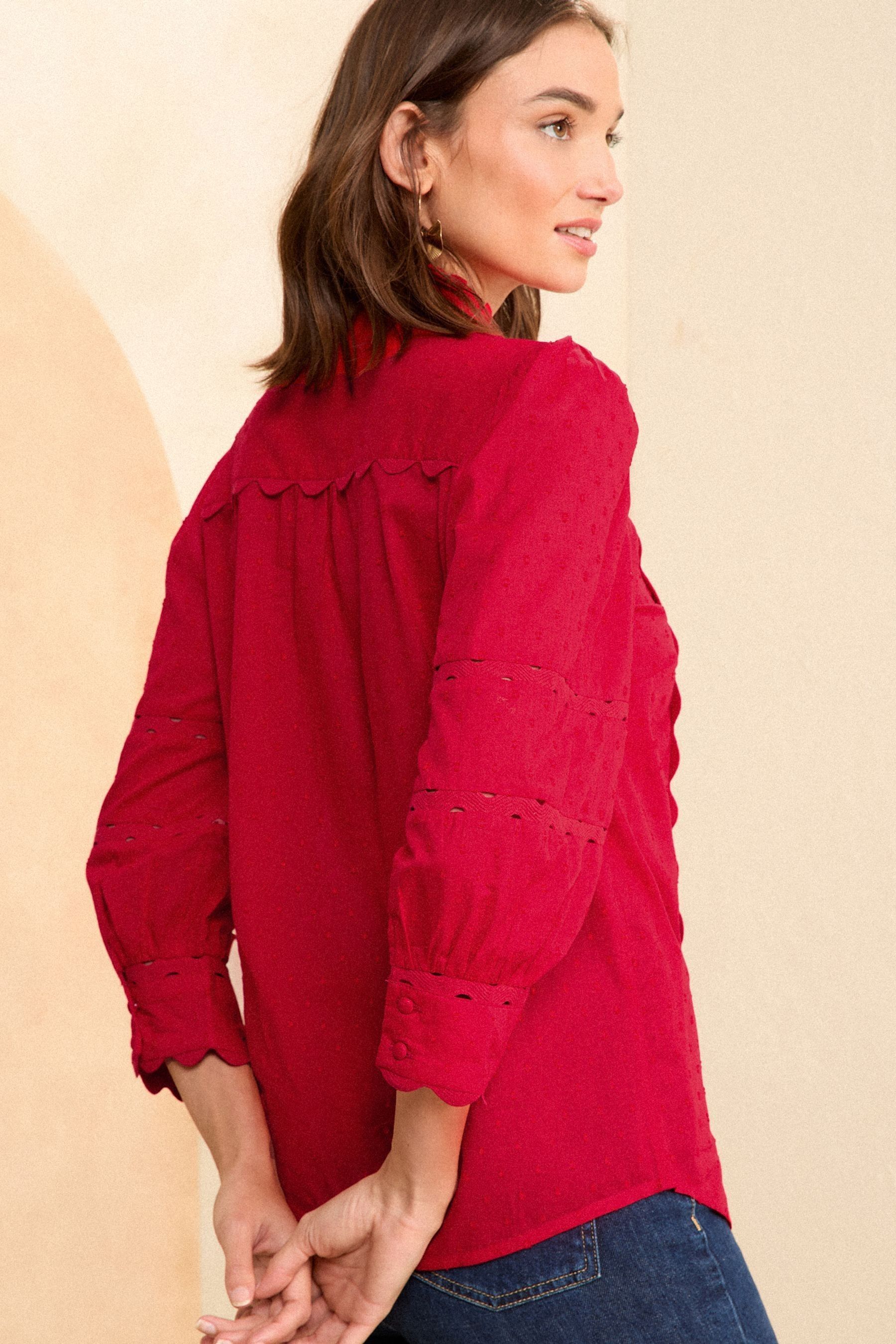 Buy Love & Roses Red V Neck Ric Rac Trim Blouse from Next Ireland