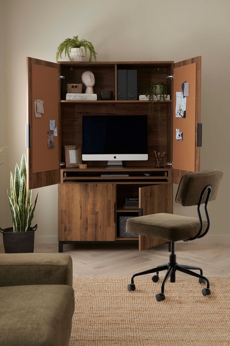 Buy Dark Natural Bronx Oak Effect Hideaway Desk from the Next UK online ...