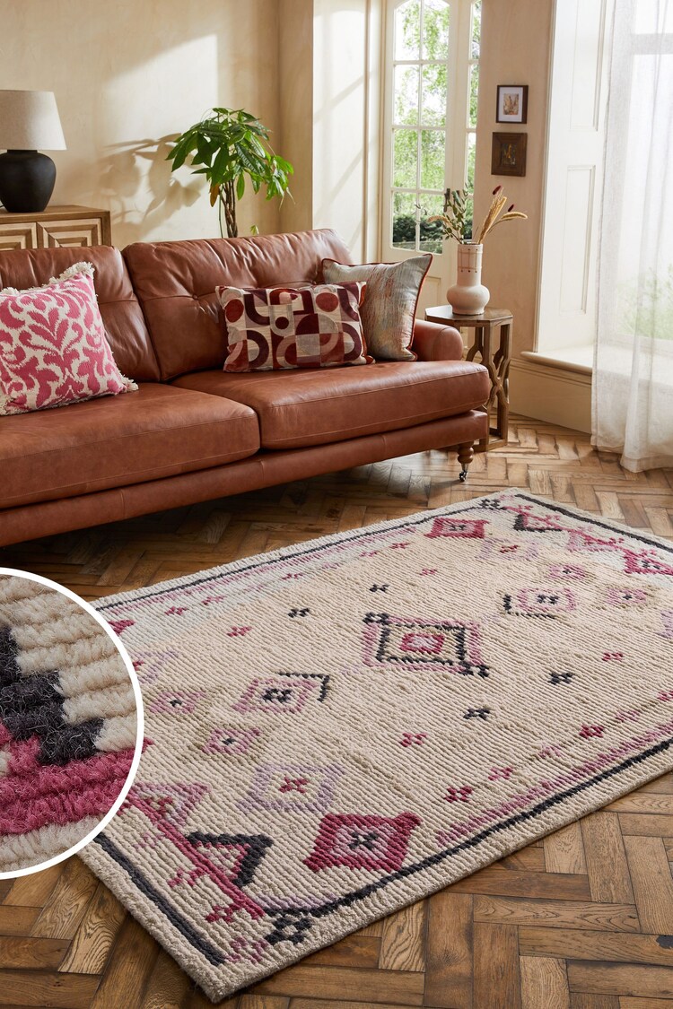 Buy Natural/Pink Jadia Berber Rug from the Next UK online shop