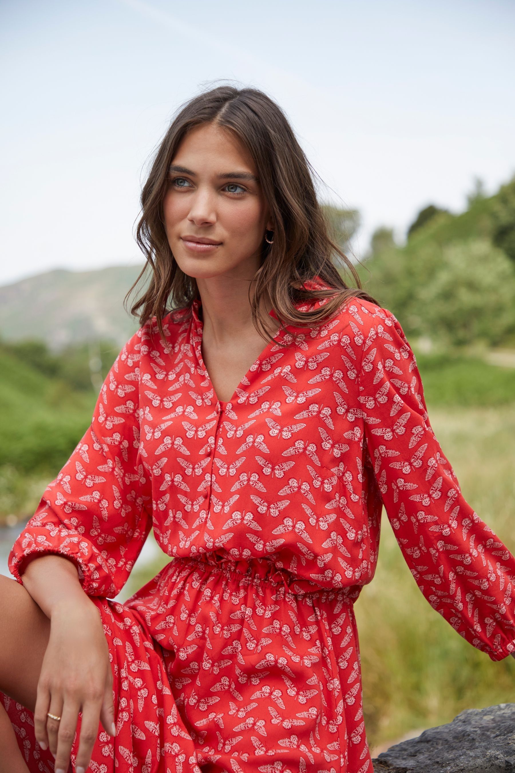 Buy Joules Red Josie Frill Elasticated Waist Dress from Next Ireland