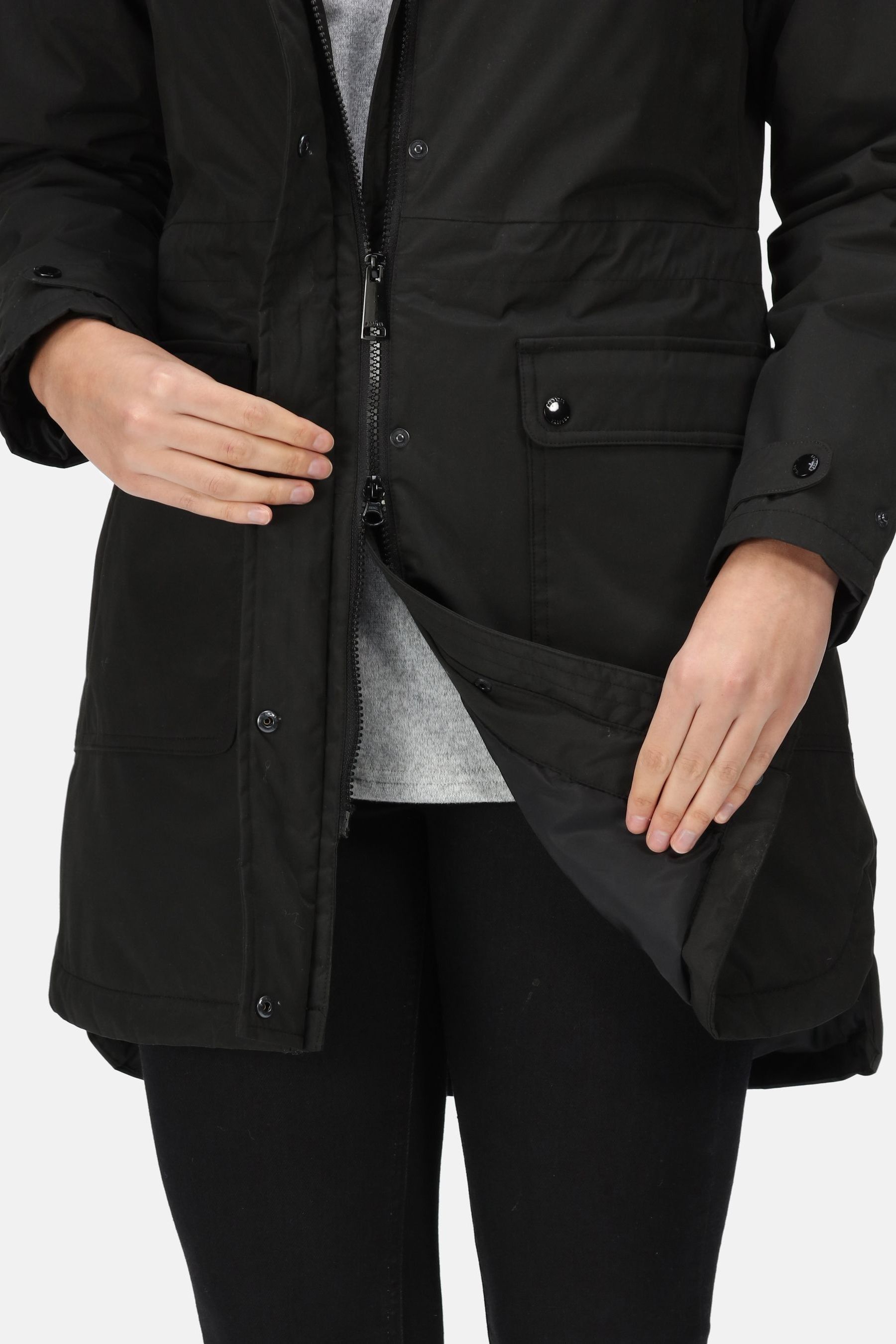Buy Regatta Black Sabinka Longline Waterproof Insulated Thermal Jacket ...