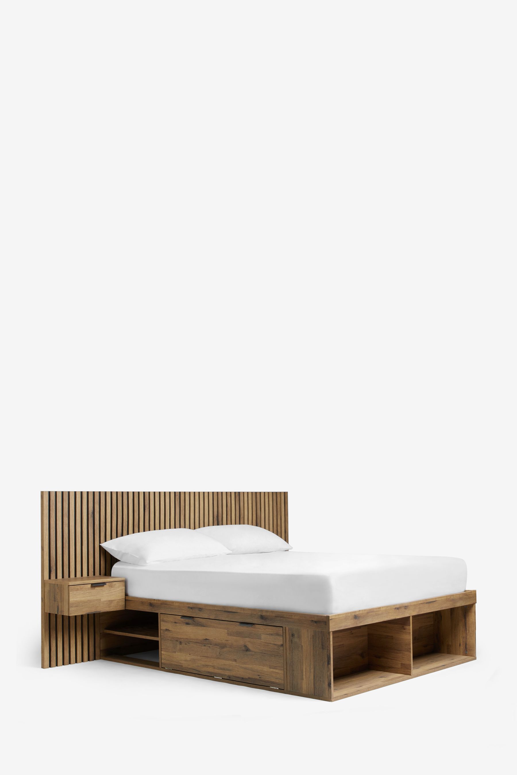 Buy Oak Effect Bronx Wooden Hotel Bed Frame with Platform Storage and ...