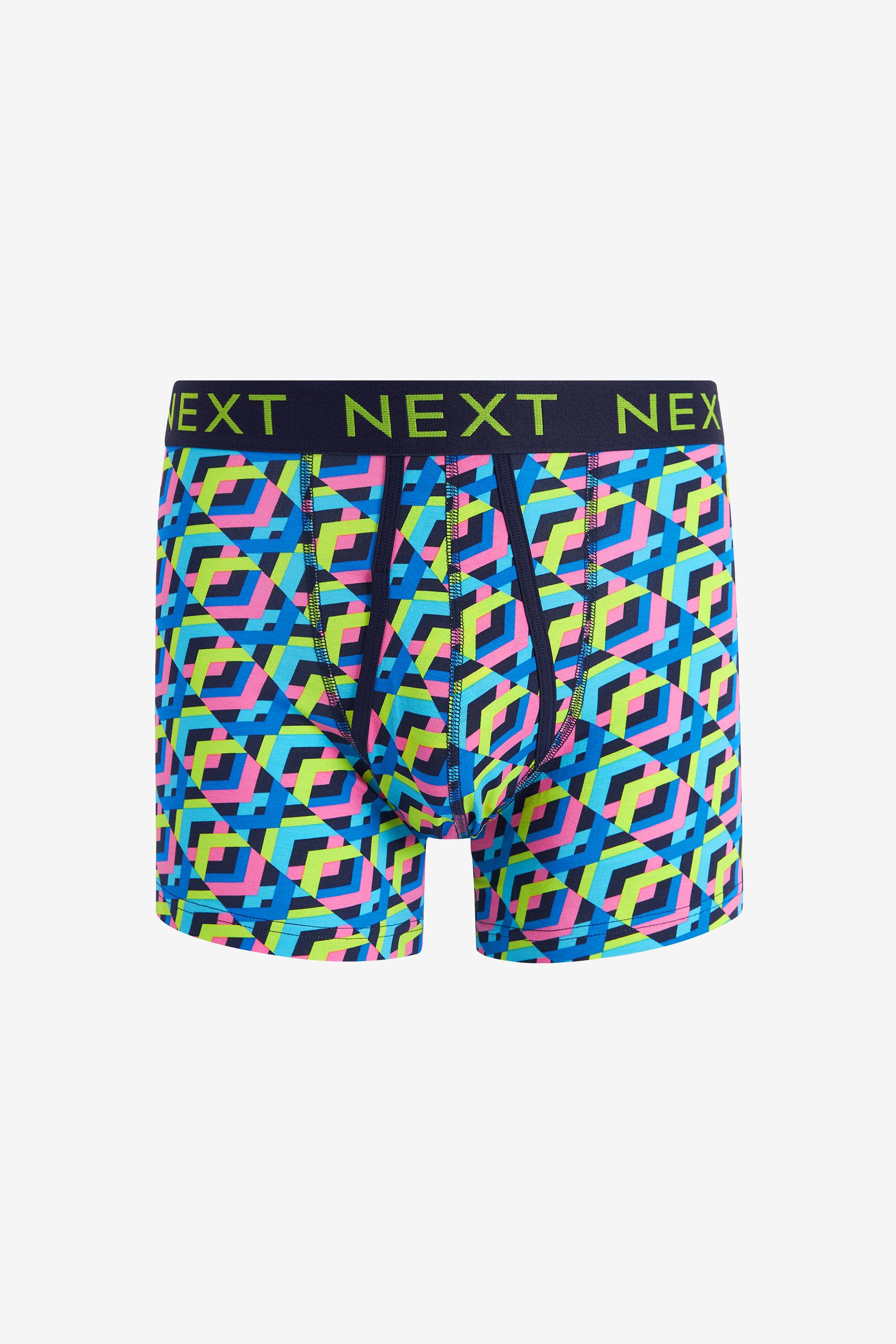 Buy Blue Neon Geometric A-Front Boxers from the Next UK online shop