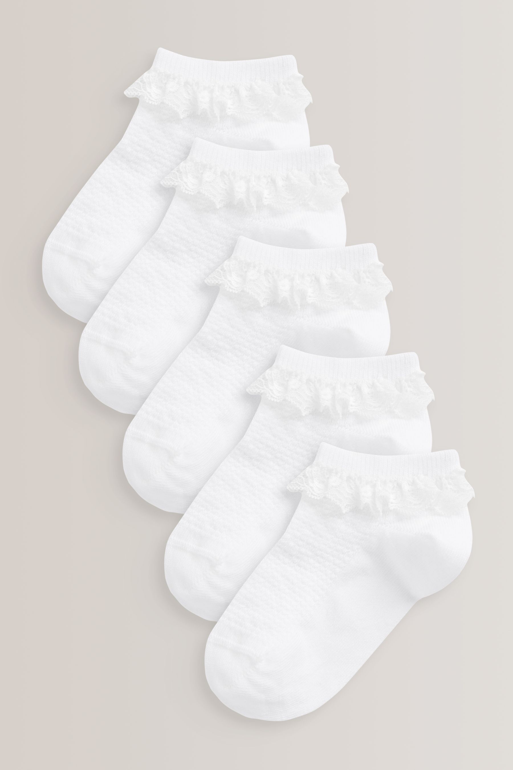 Buy White Cotton Rich Ruffle Trainer Socks 5 Pack from the Next UK ...