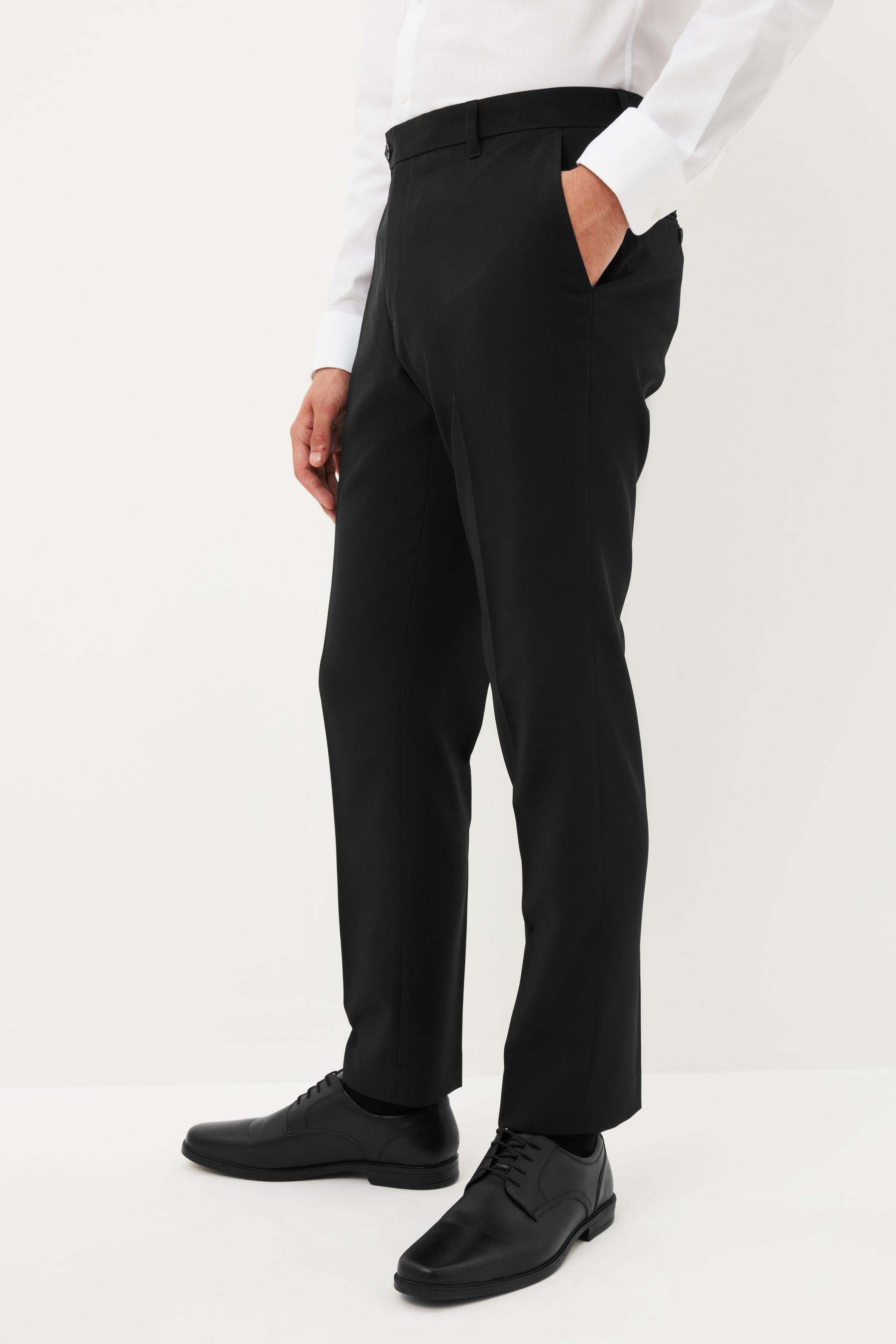 Buy Black Slim Machine Washable Plain Front Smart Trousers from the ...