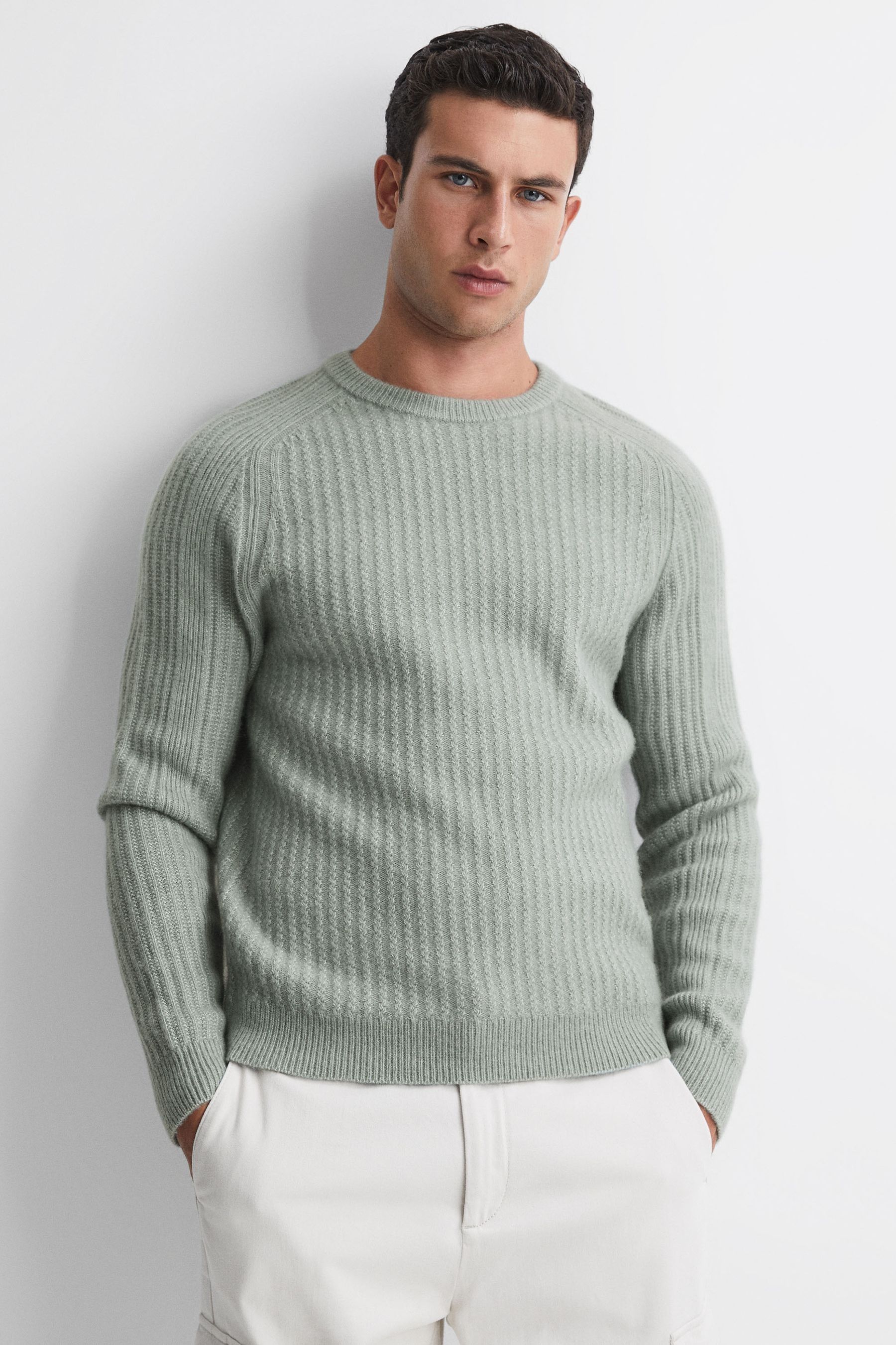 Buy Reiss Sage Millerson Wool-Cotton Textured Crew Neck Jumper from the ...