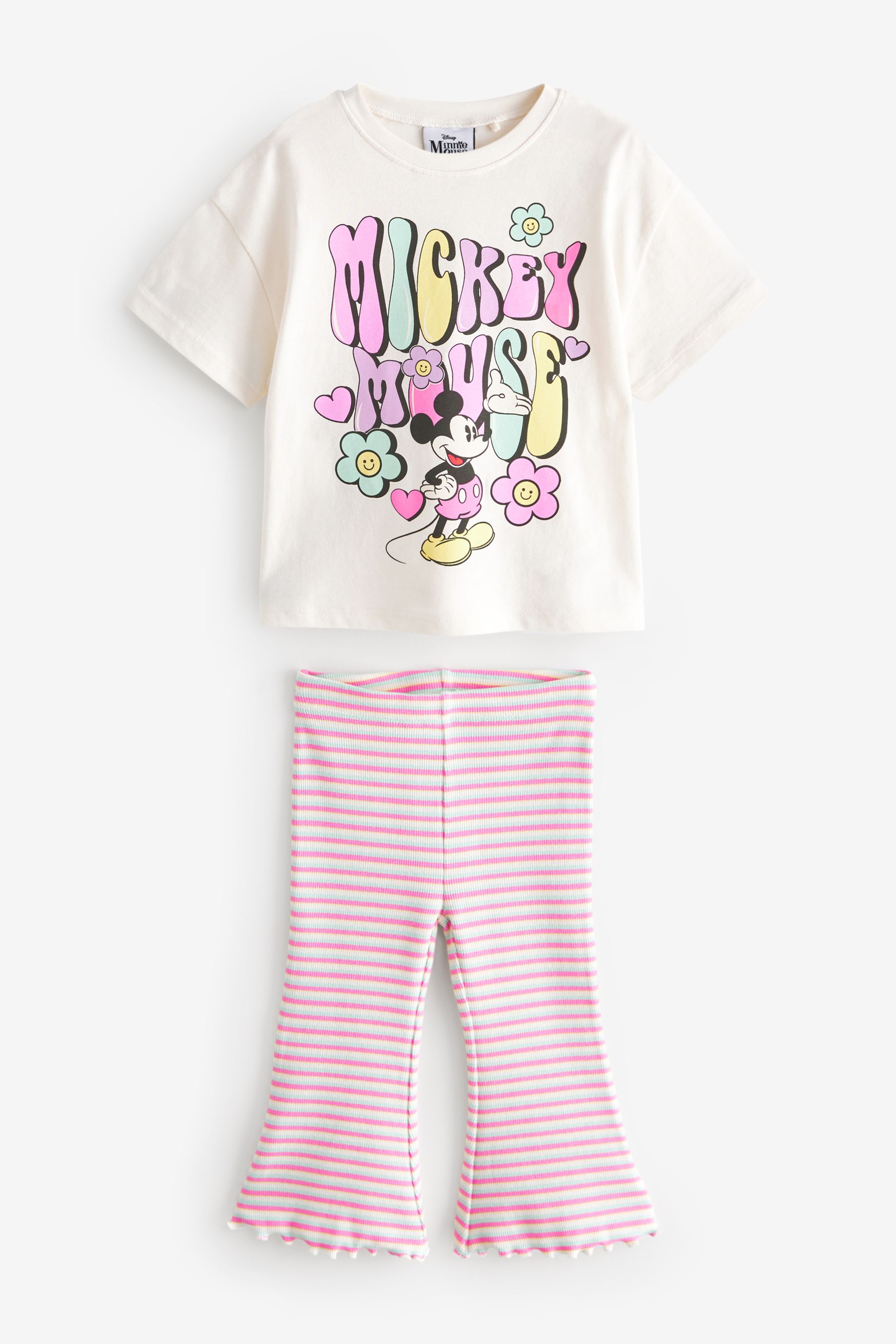 Buy Bright Pink 100% Cotton Disney Minnie Mouse T-Shirt and Flare ...