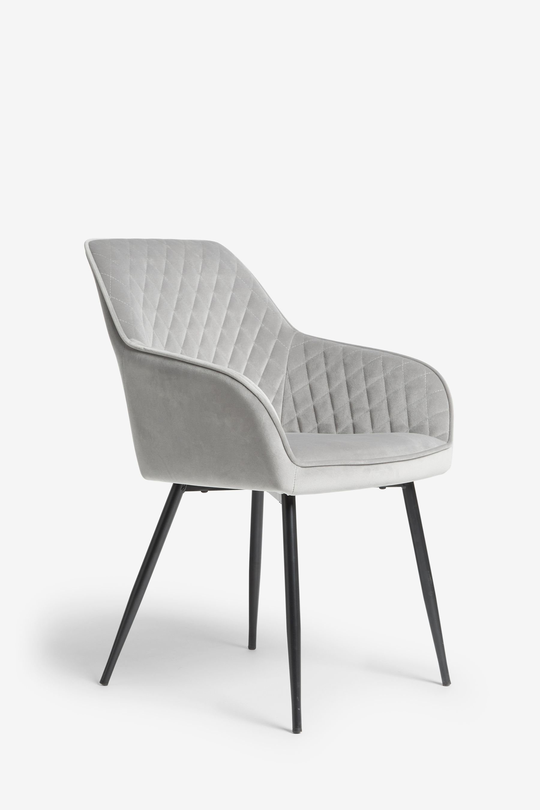 Buy Set of 2 Soft Velvet Mid Grey Hamilton Black Leg Quilted Dining ...