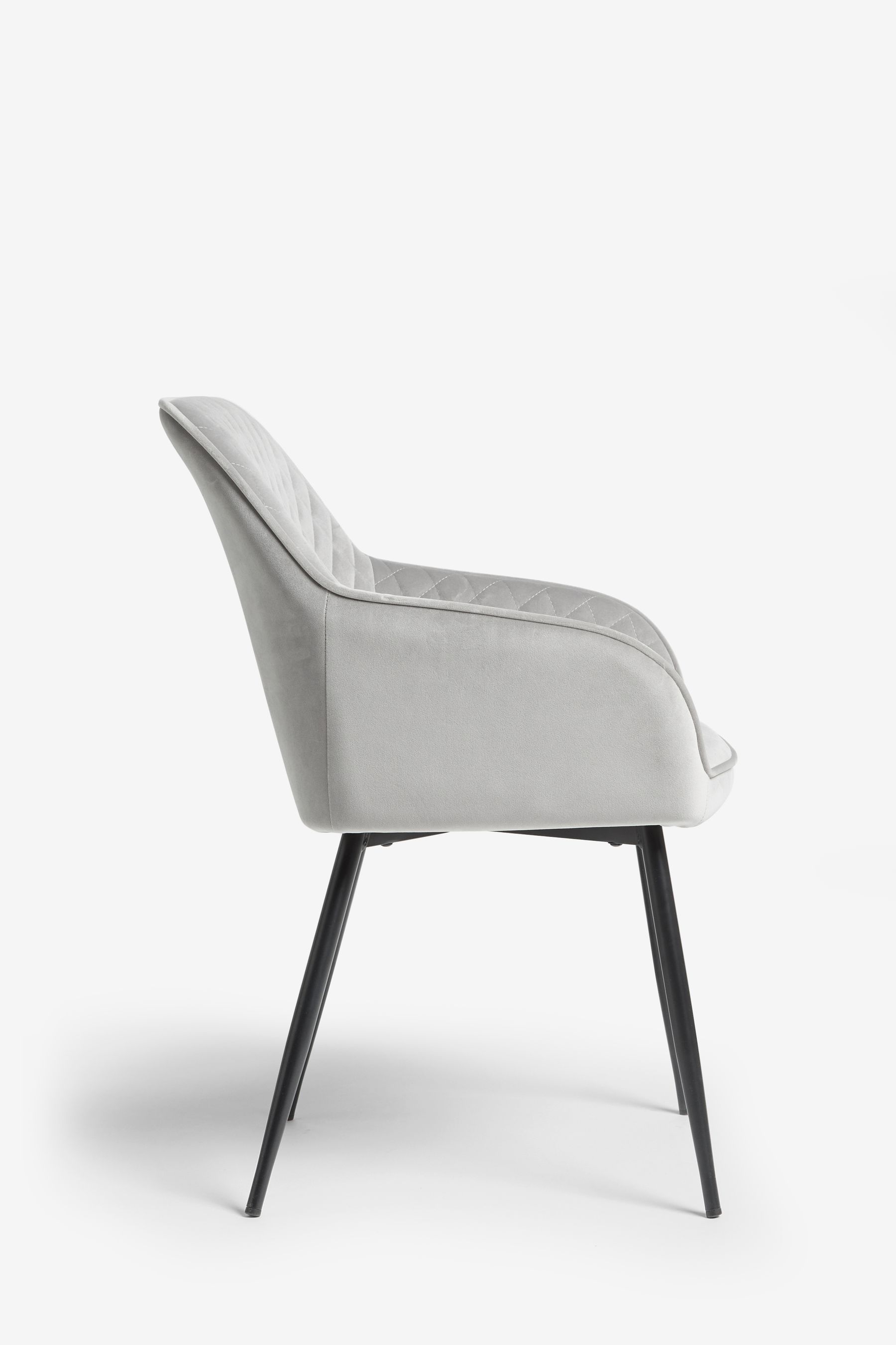 Buy Set of 2 Soft Velvet Mid Grey Hamilton Black Leg Quilted Dining ...