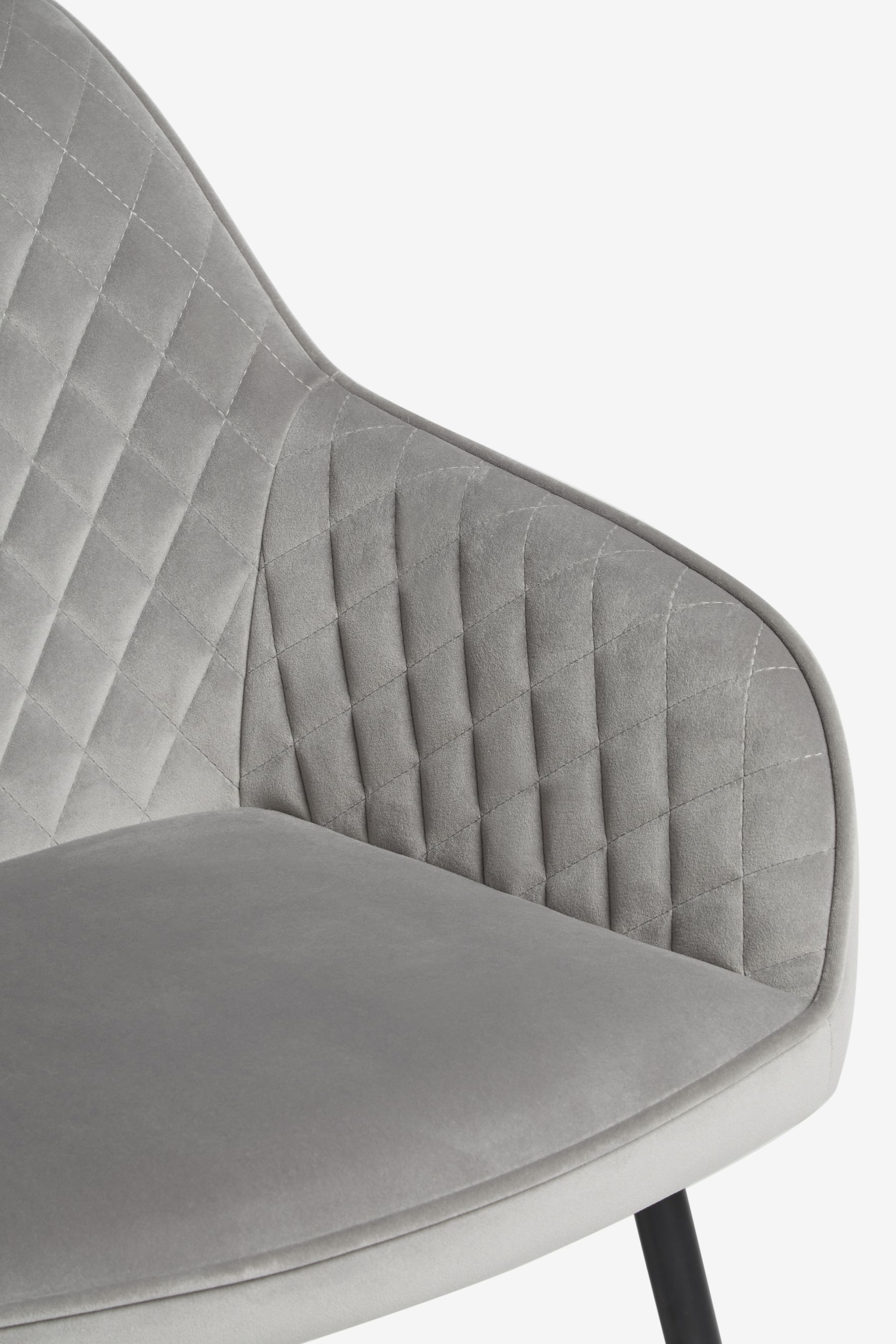 Buy Set of 2 Soft Velvet Mid Grey Hamilton Black Leg Quilted Dining ...