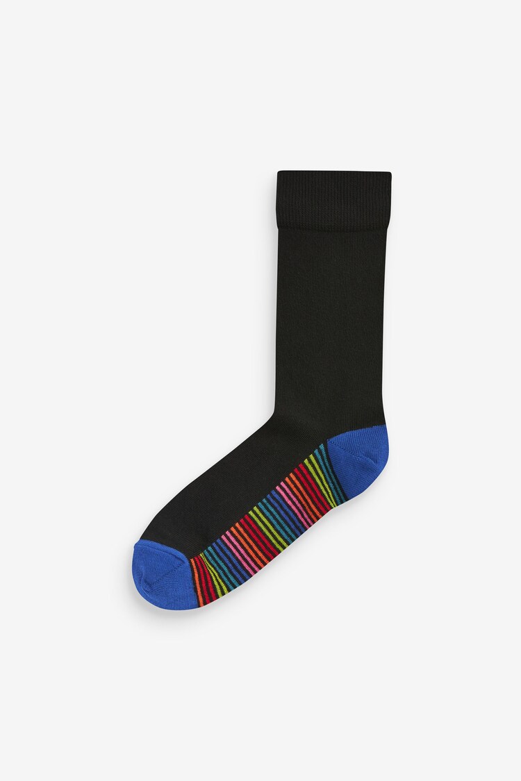 Buy Black Stripe 7 Pack Mens Cotton Rich Black Socks from the Next UK ...