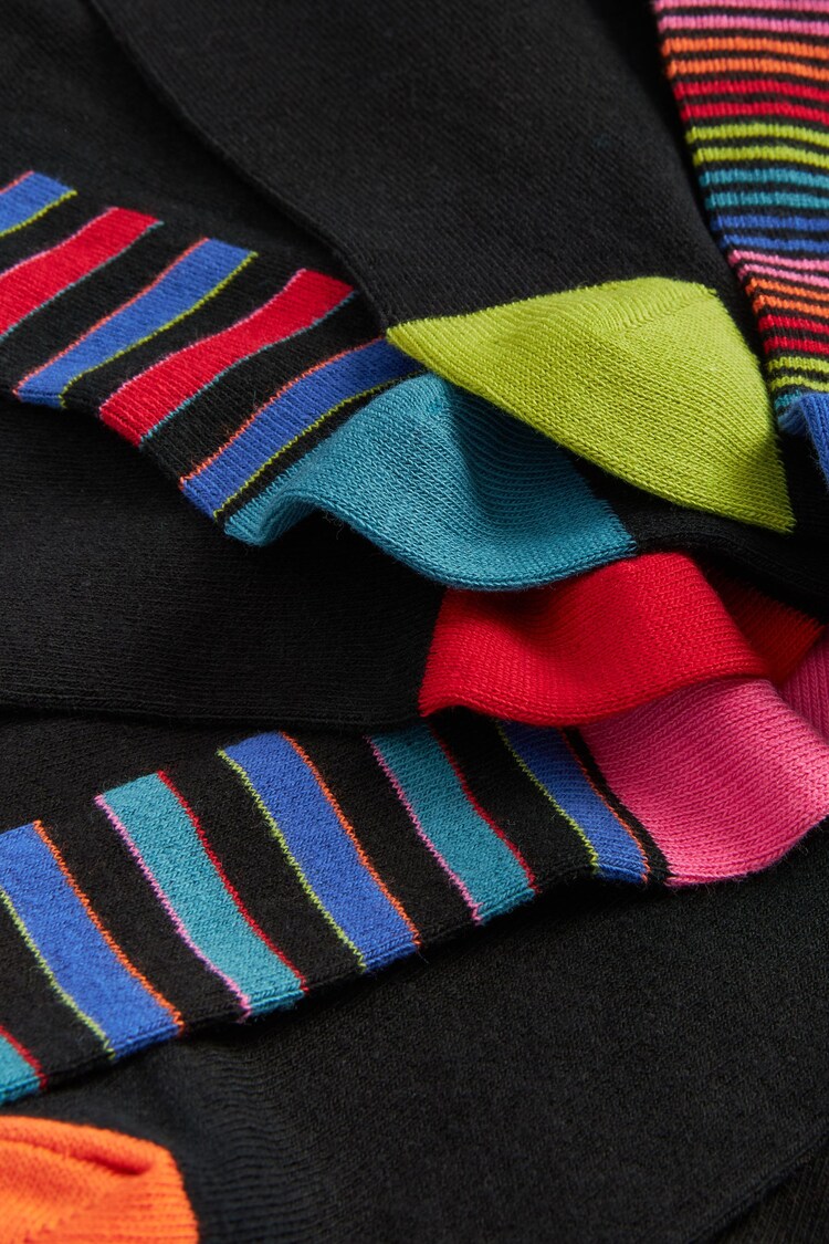 Buy Black Stripe 7 Pack Mens Cotton Rich Black Socks from the Next UK ...
