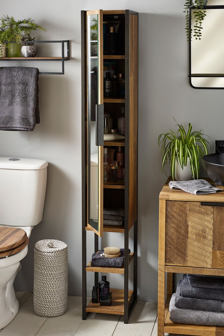 Buy Natural Bronx Tall Boy Shelf Mirrored Storage Unit from the Next UK ...