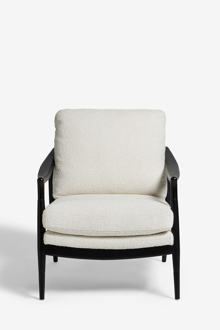 Buy Casual Boucle Oyster Natural Flinton Wooden Black Leg Accent Chair ...
