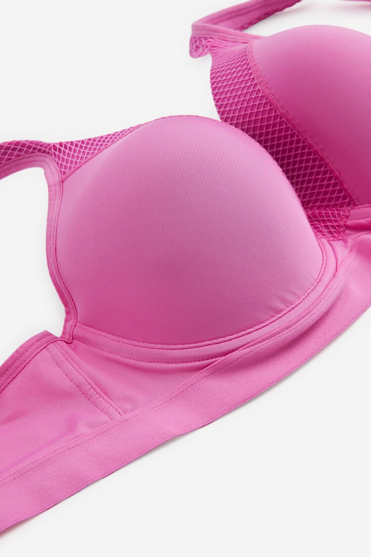Buy Bright Pink Active Sports High Impact Full Cup Wired Bra from the ...
