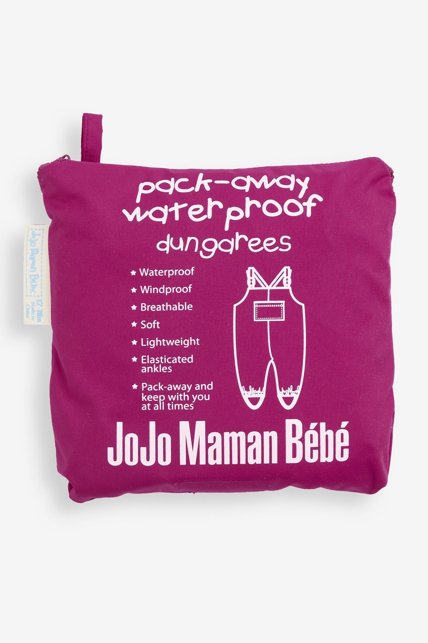Buy JoJo Maman Bébé Berry Pink Pack-Away Waterproof Trousers from the ...