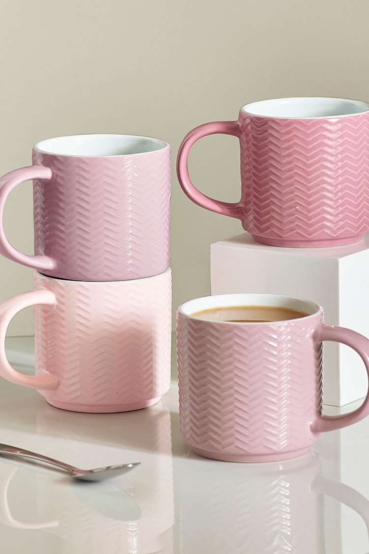 Buy Set of 4 Pink Textured Stacking Mugs from the Next UK online shop