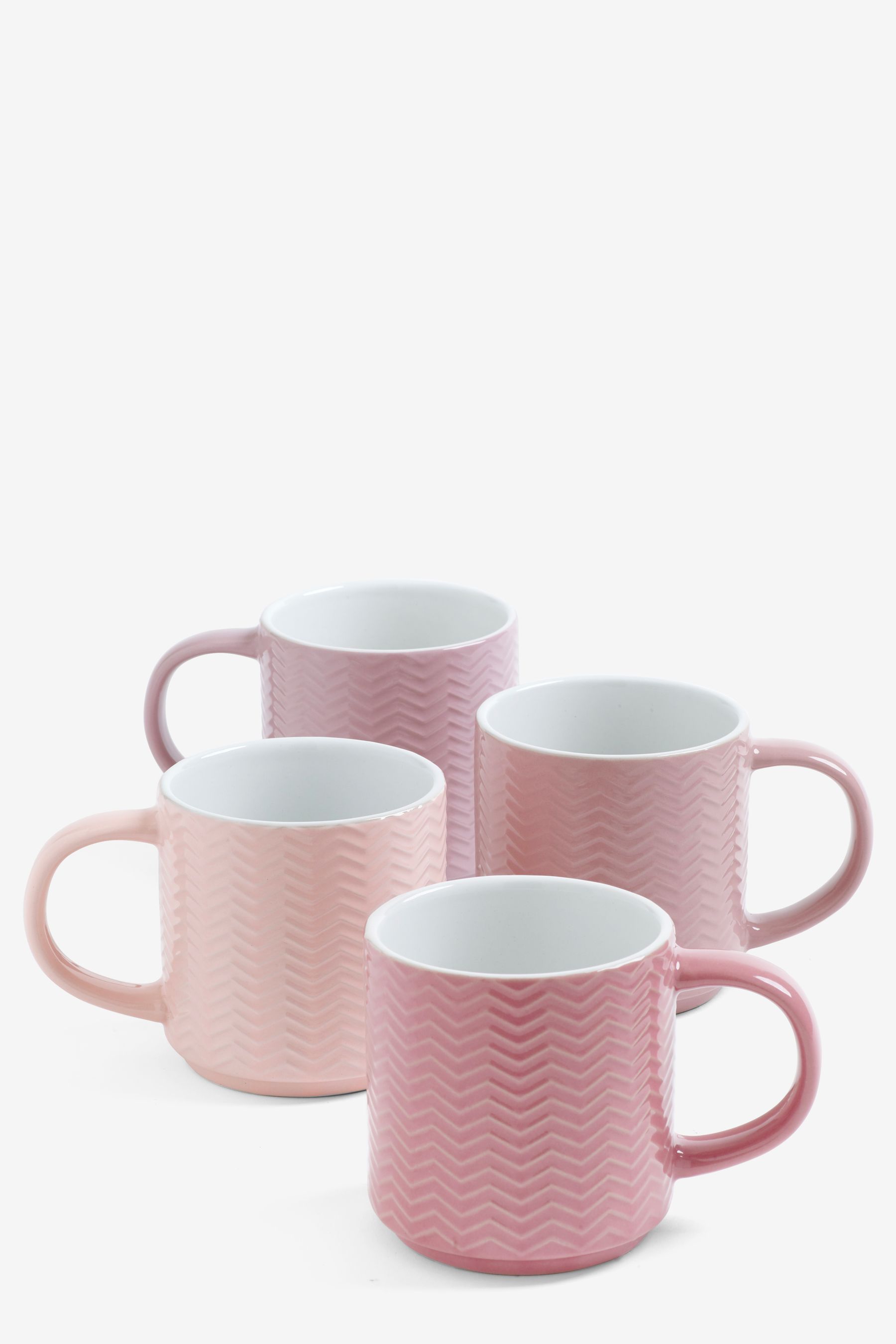 Buy Set of 4 Pink Textured Stacking Mugs from the Next UK online shop