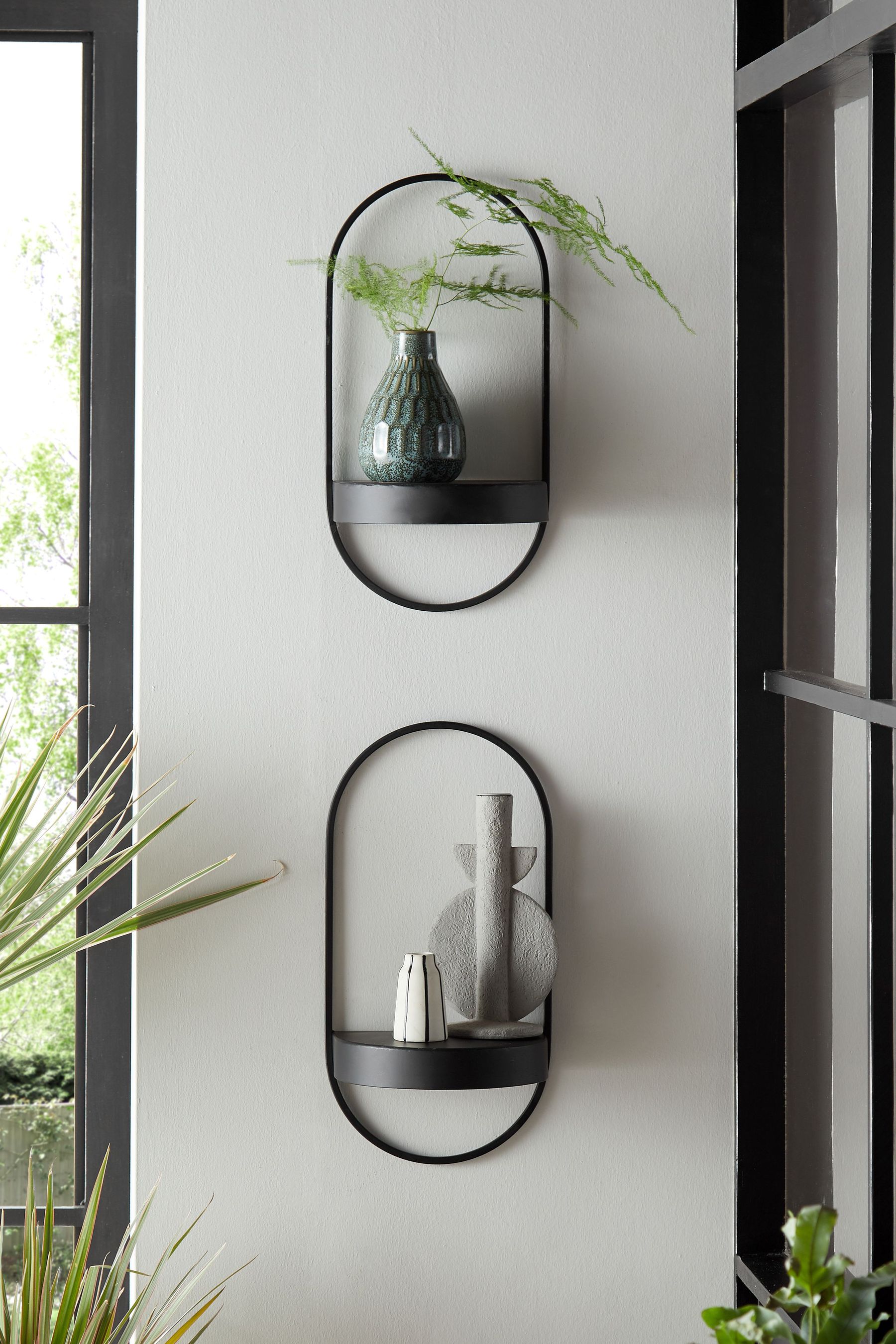 Buy Set of 2 Black Wall Shelves from Next Ireland
