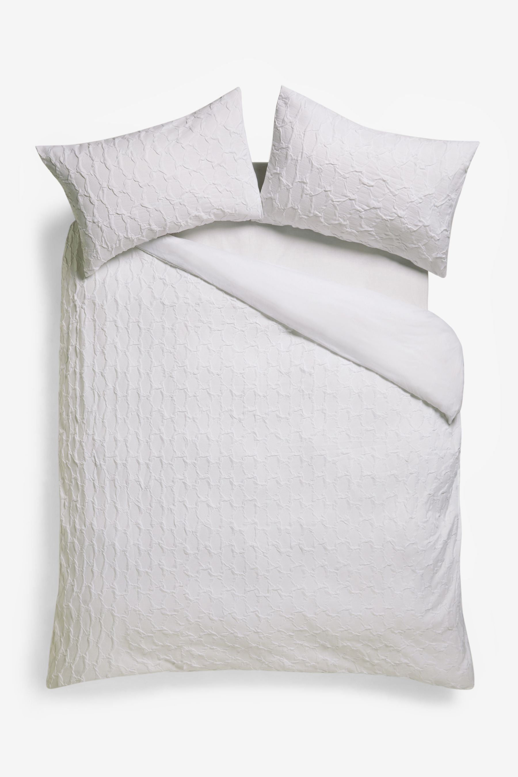 Buy White Textured Embossed Square Pattern Bedding Duvet Cover and ...