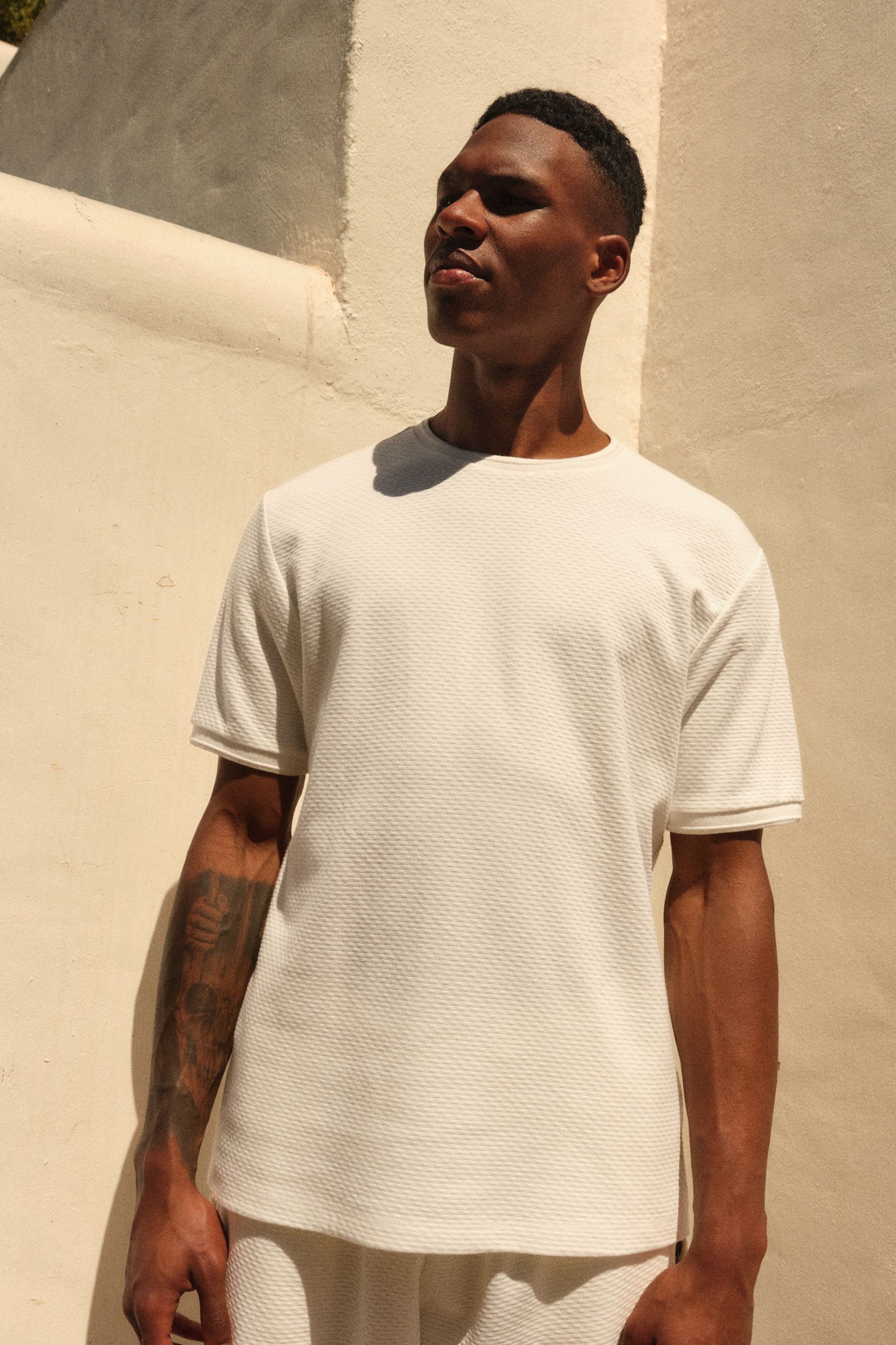 Buy White Textured T-Shirt from the Next UK online shop