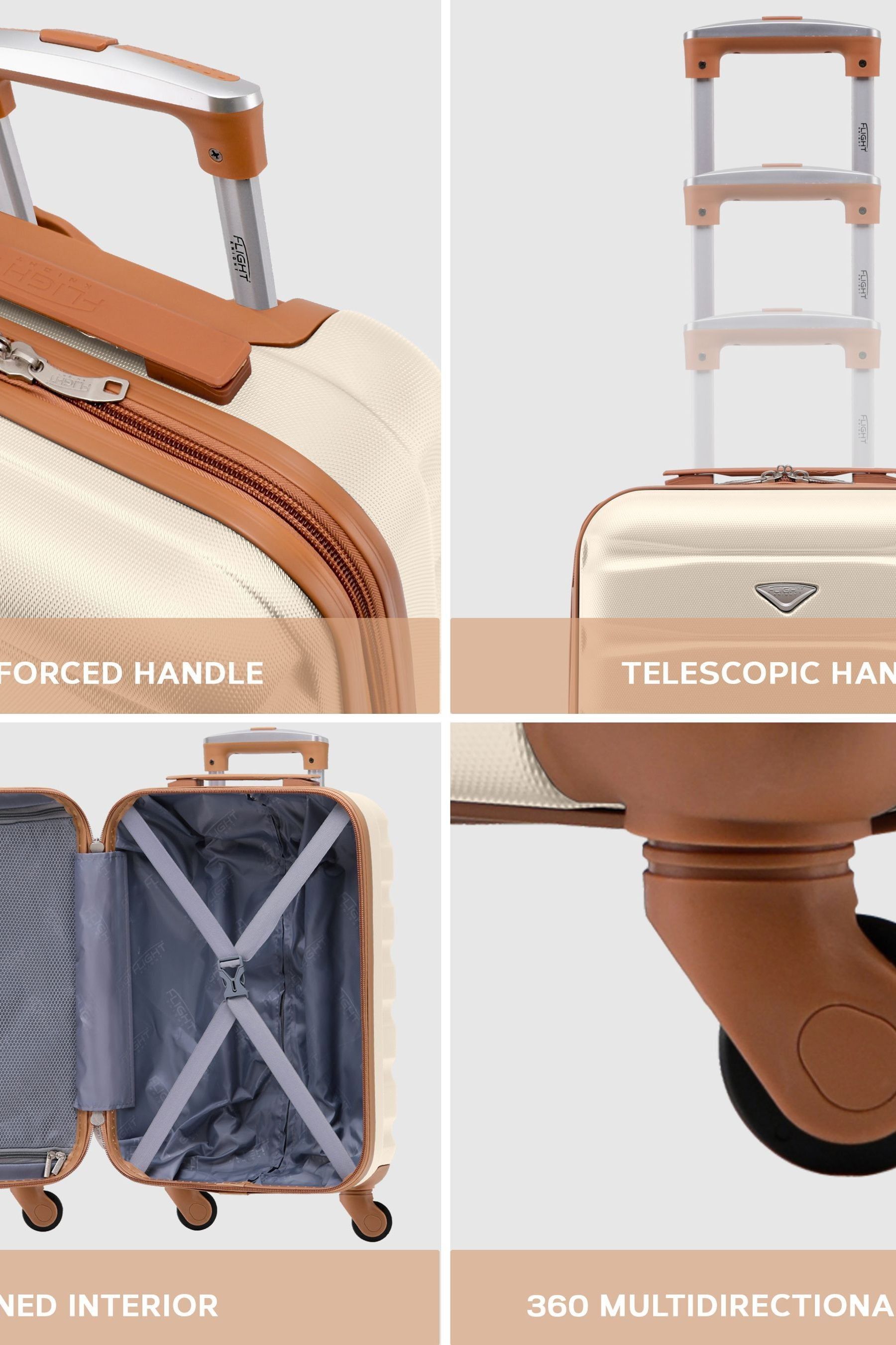 Buy Flight Knight Cream Medium Hardcase Lightweight Check In Suitcase ...