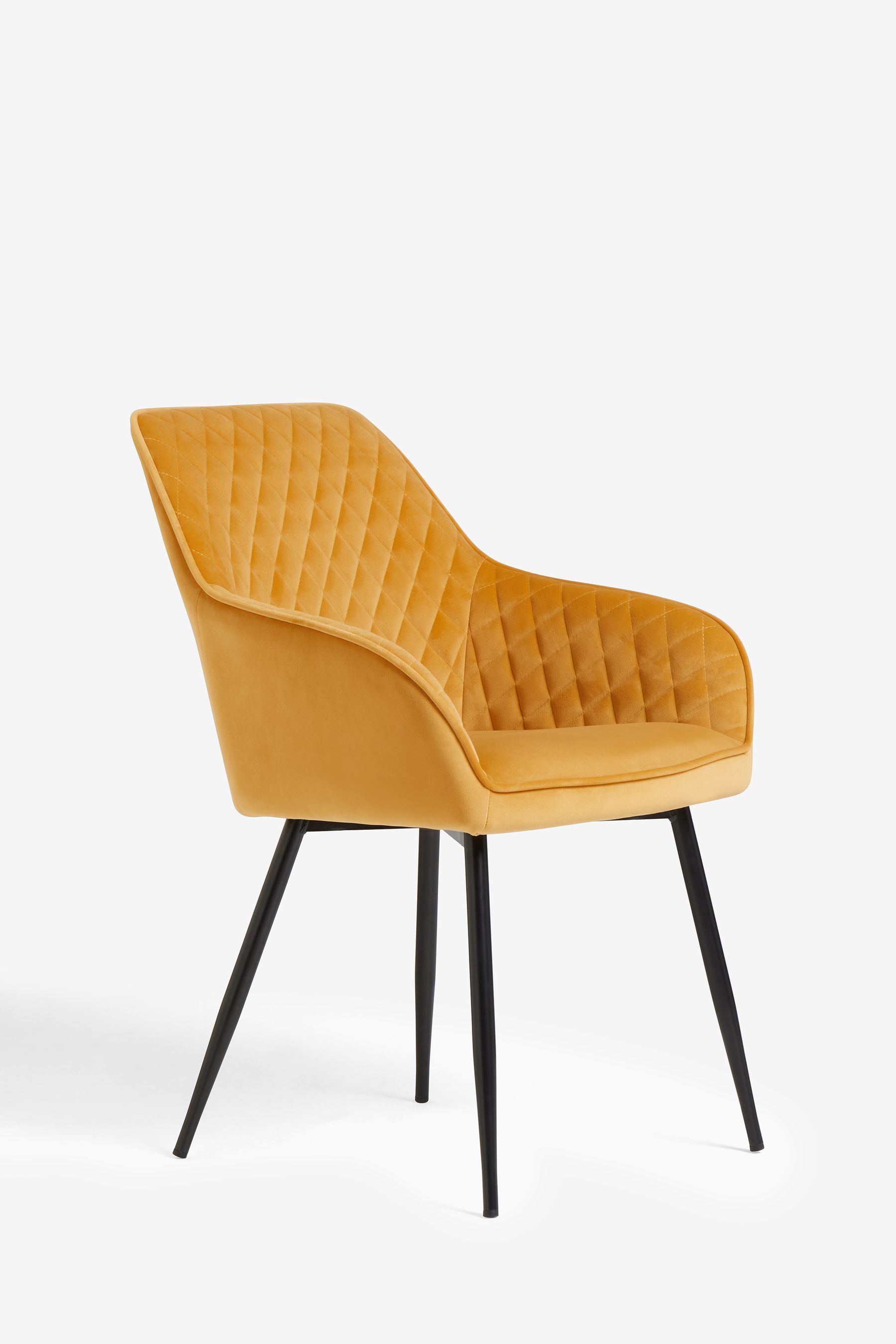 Buy Set of 2 Soft Velvet Ochre Yellow Hamilton Black Leg Quilted Dining ...