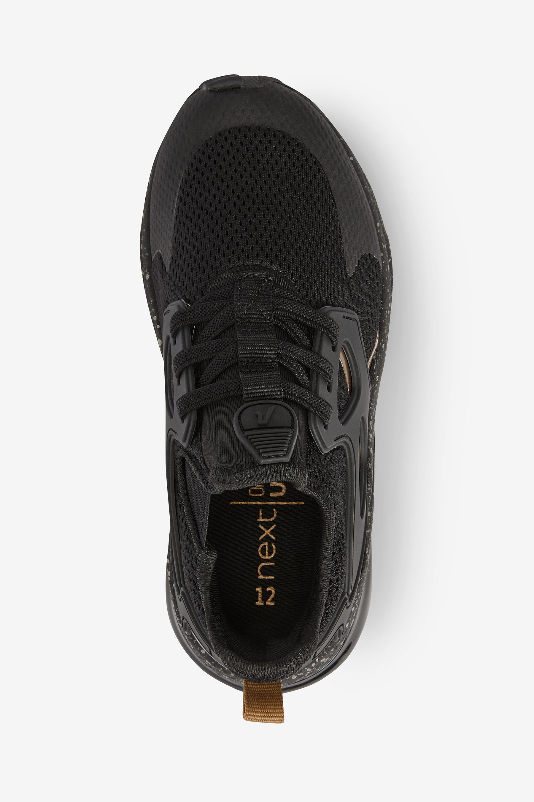 Buy Black/Gold Elastic Lace Trainers from Next USA