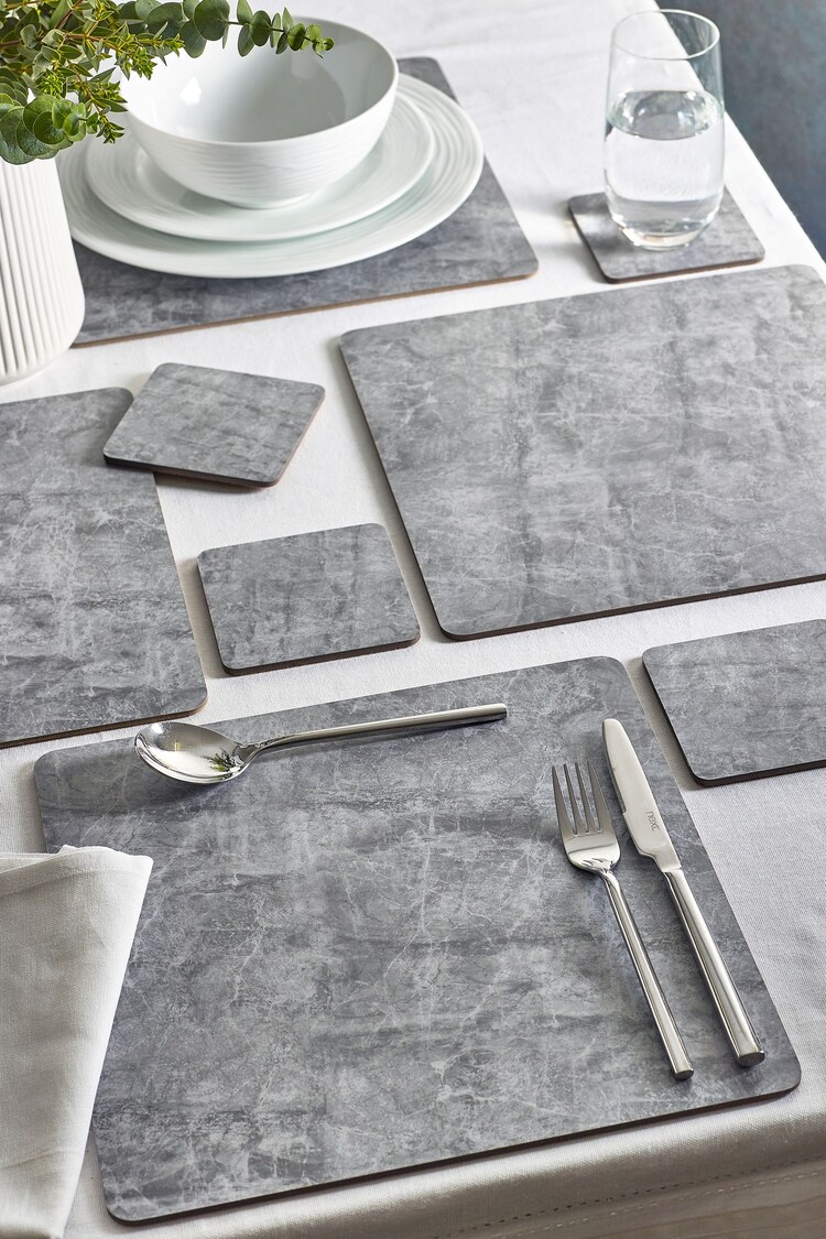 Buy Set of 4 Grey Marble Effect Placemats and Coasters from the Next UK ...