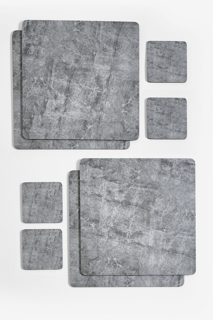 Buy Set of 4 Grey Marble Effect Placemats and Coasters from the Next UK ...