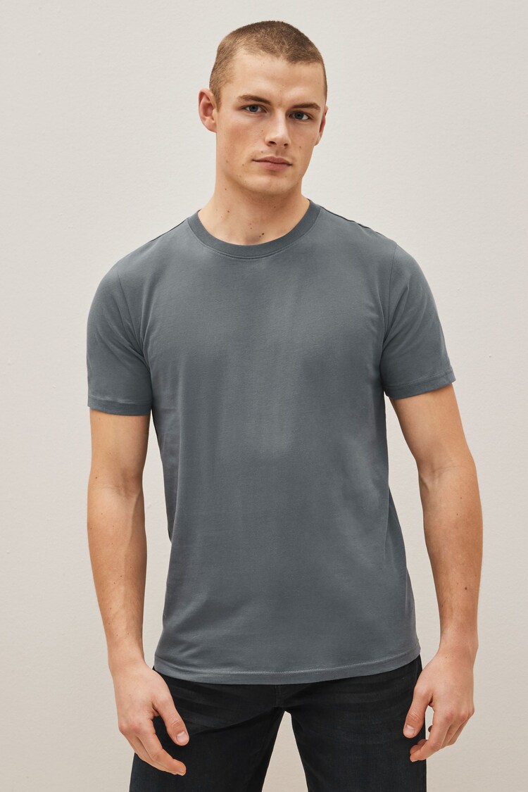 Buy Black/Slate/Grey Marl/White/Navy/Blue Slim Fit Essential 100% ...