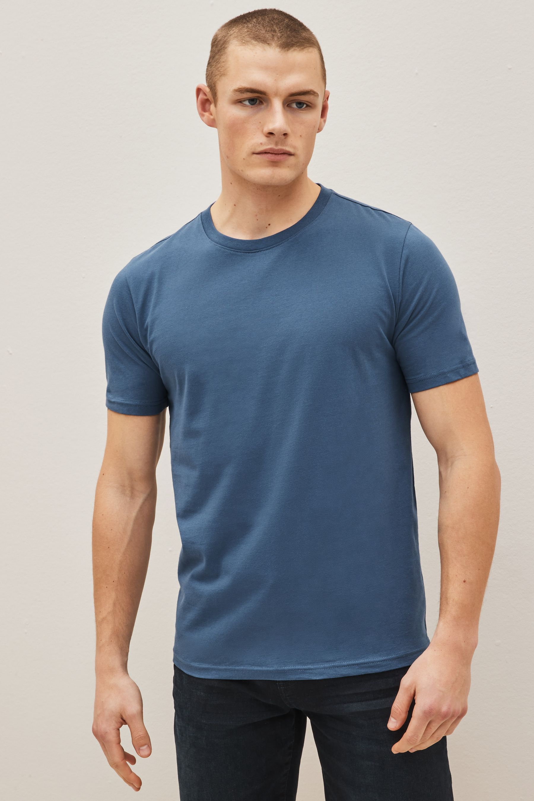 Buy Black/Slate/Grey Marl/White/Navy/Blue Slim Fit Essential 100% ...