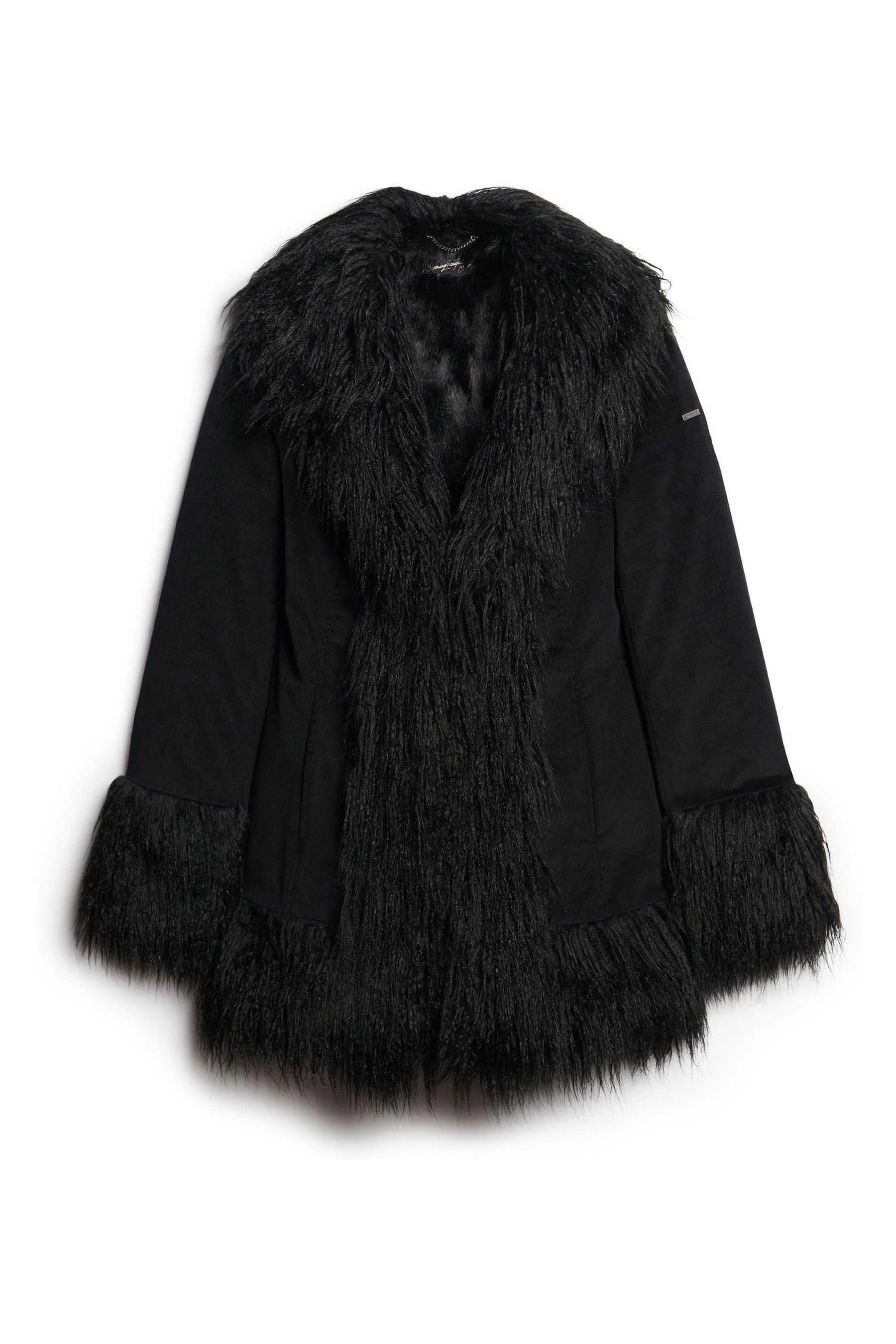 Buy Superdry Black Faux Fur Lined Afghan Coat from the Next UK online shop