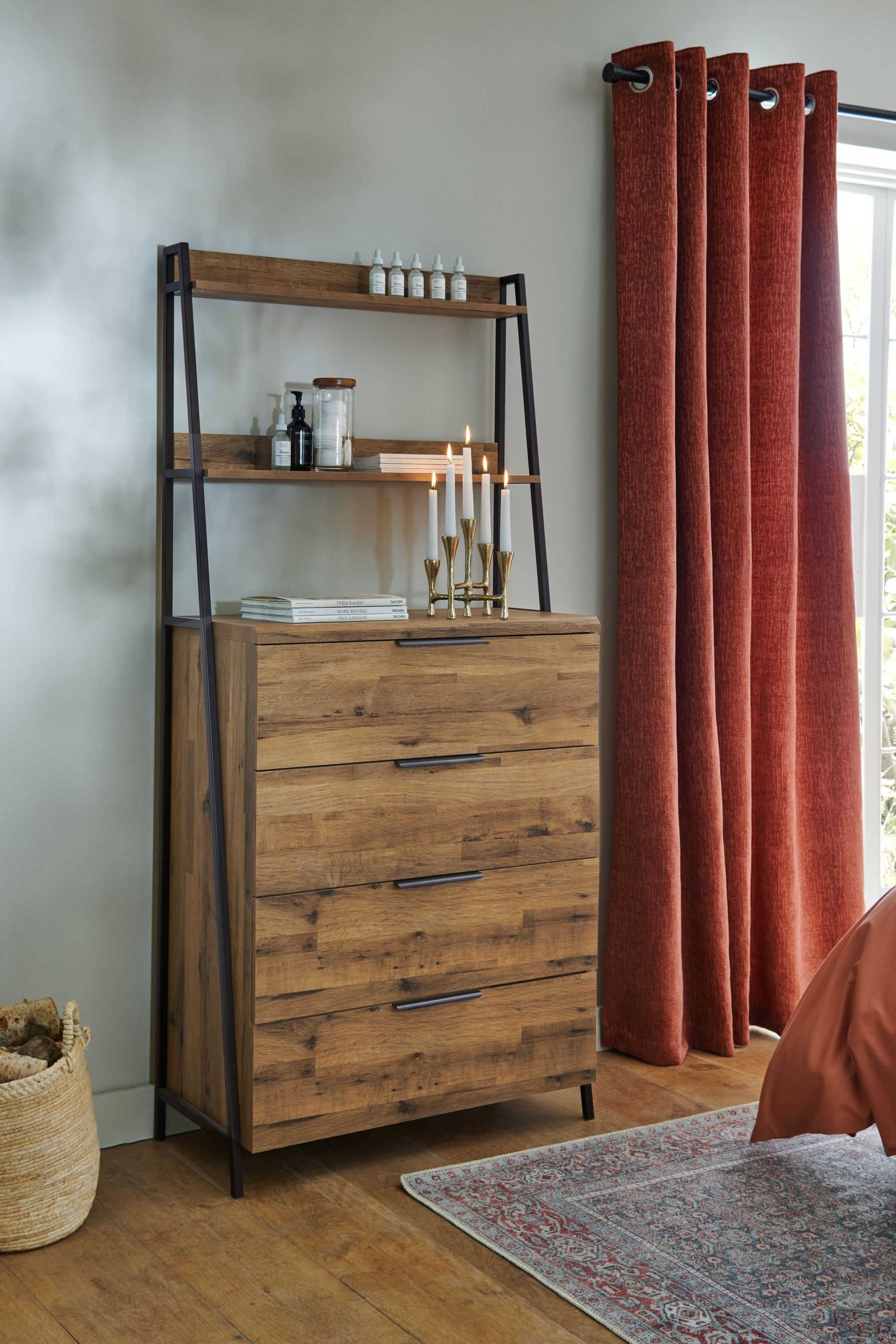 Buy Dark Natural Bronx Ladder Oak Effect Chest of Drawers from the Next ...