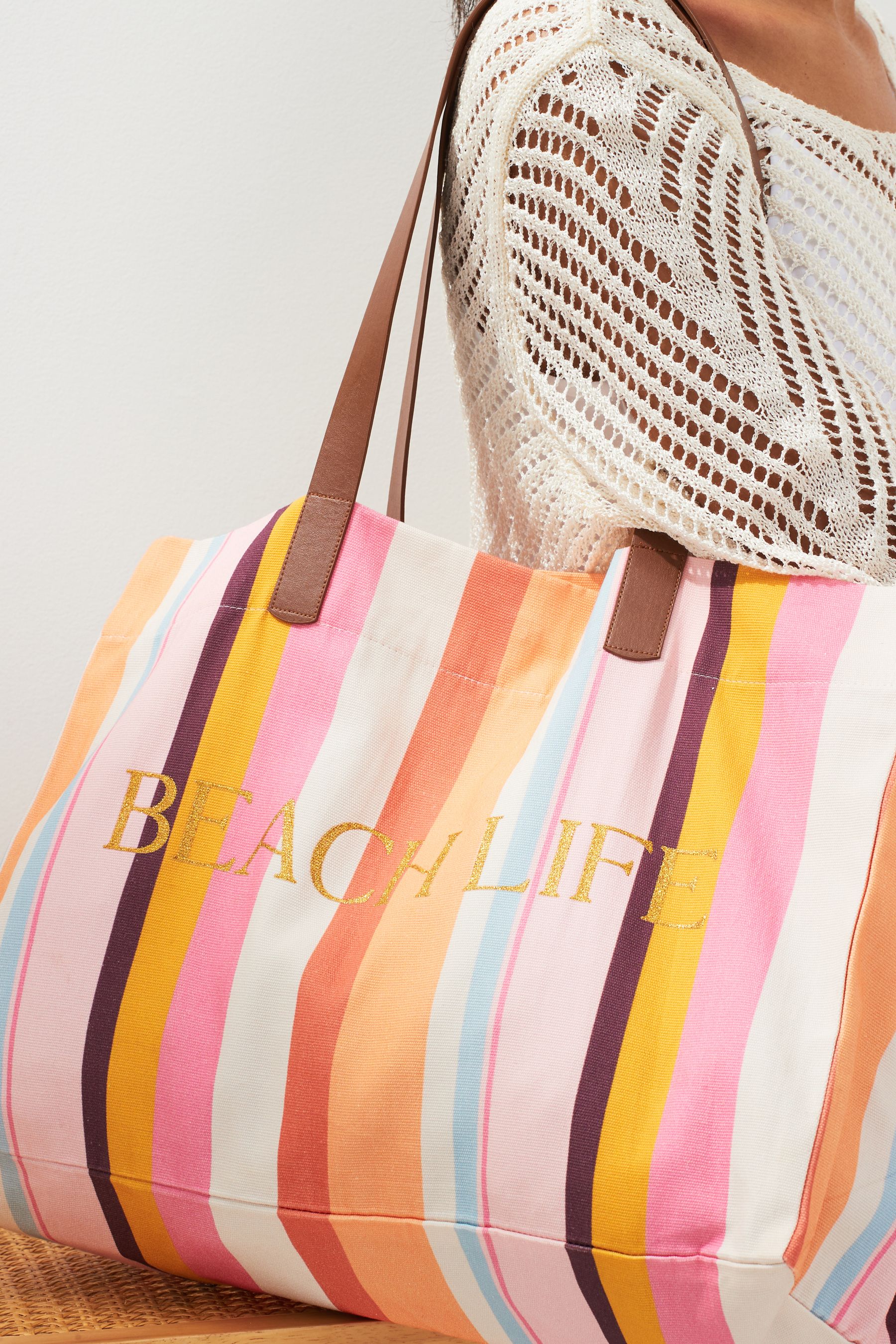 Buy Multi Striped Beach 100% Cotton Bag from the Next UK online shop