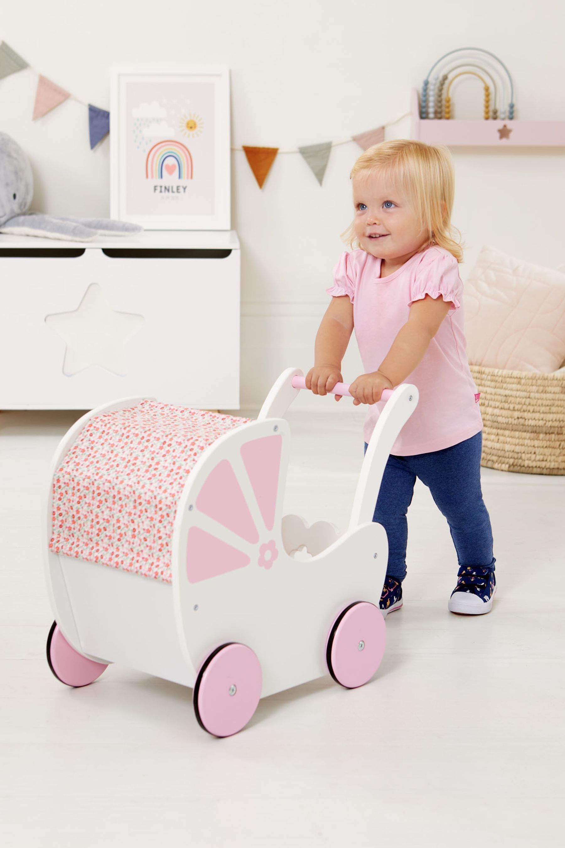 Buy JoJo Maman Bébé Pink Fleur Push-Along Pram from the Next UK online shop