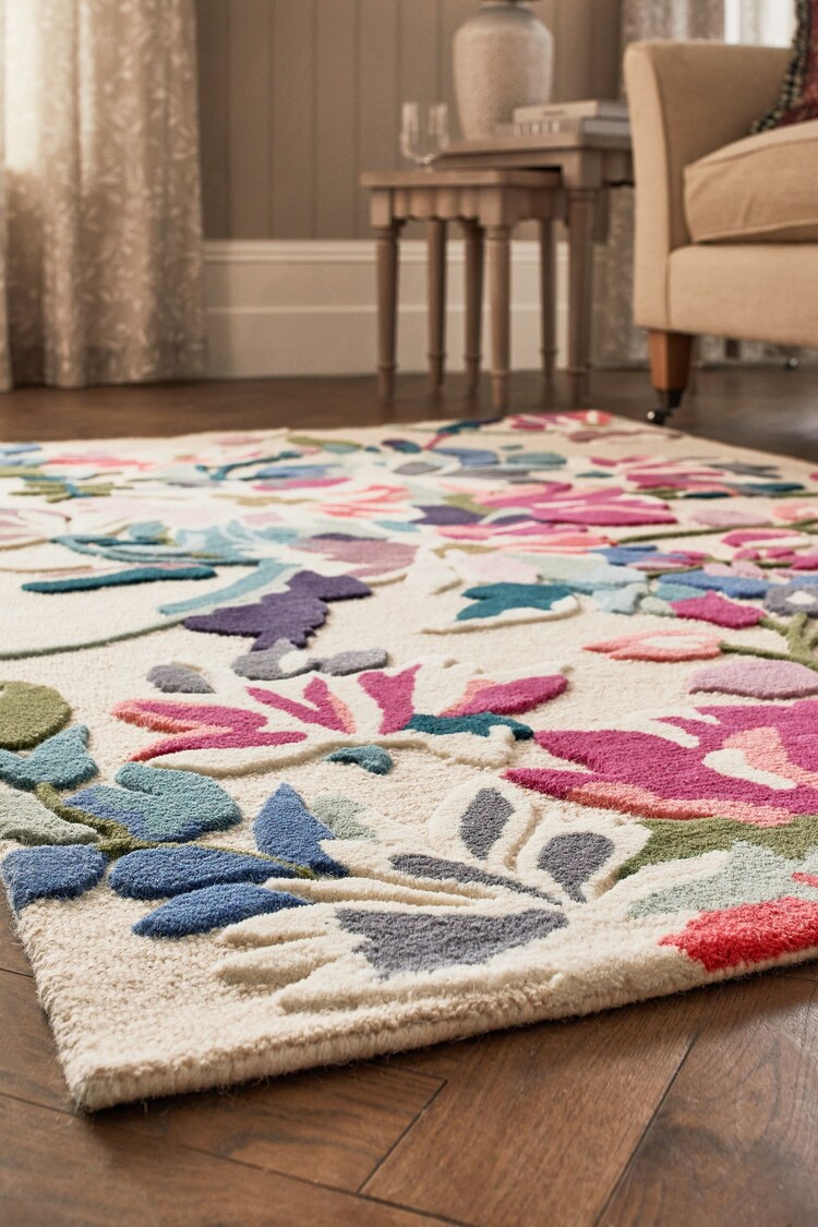 Buy Natural Pink Bright Peggi Floral Rug from the Next UK online shop