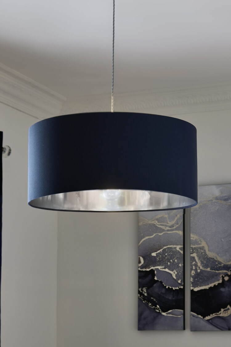Buy Navy Blue/Grey Rico Easy Fit Shade Drum Ceiling Light from the Next ...