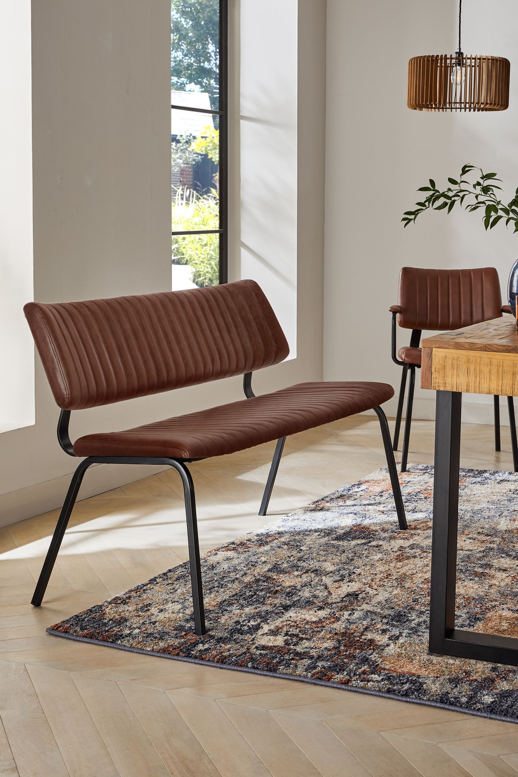 Buy Faux Leather Tan Brown Aiden Dining Bench from the Next UK online shop