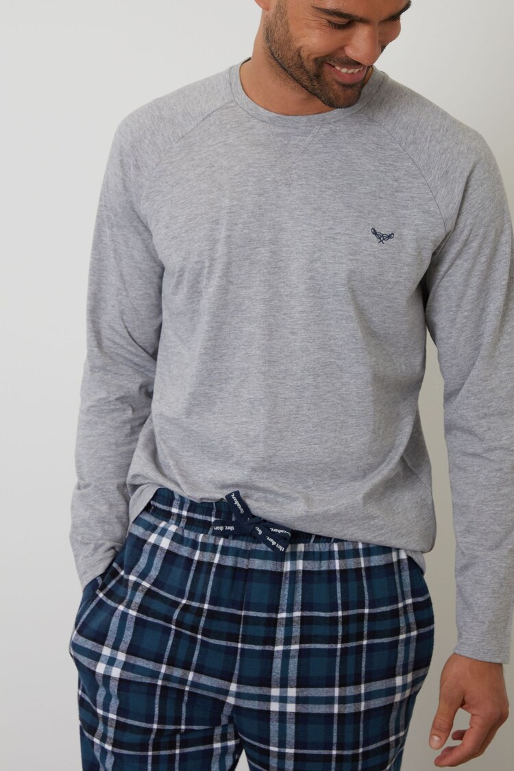 Buy Threadbare Light Grey Cotton Blend Long Sleeve Pyjamas Set from the ...