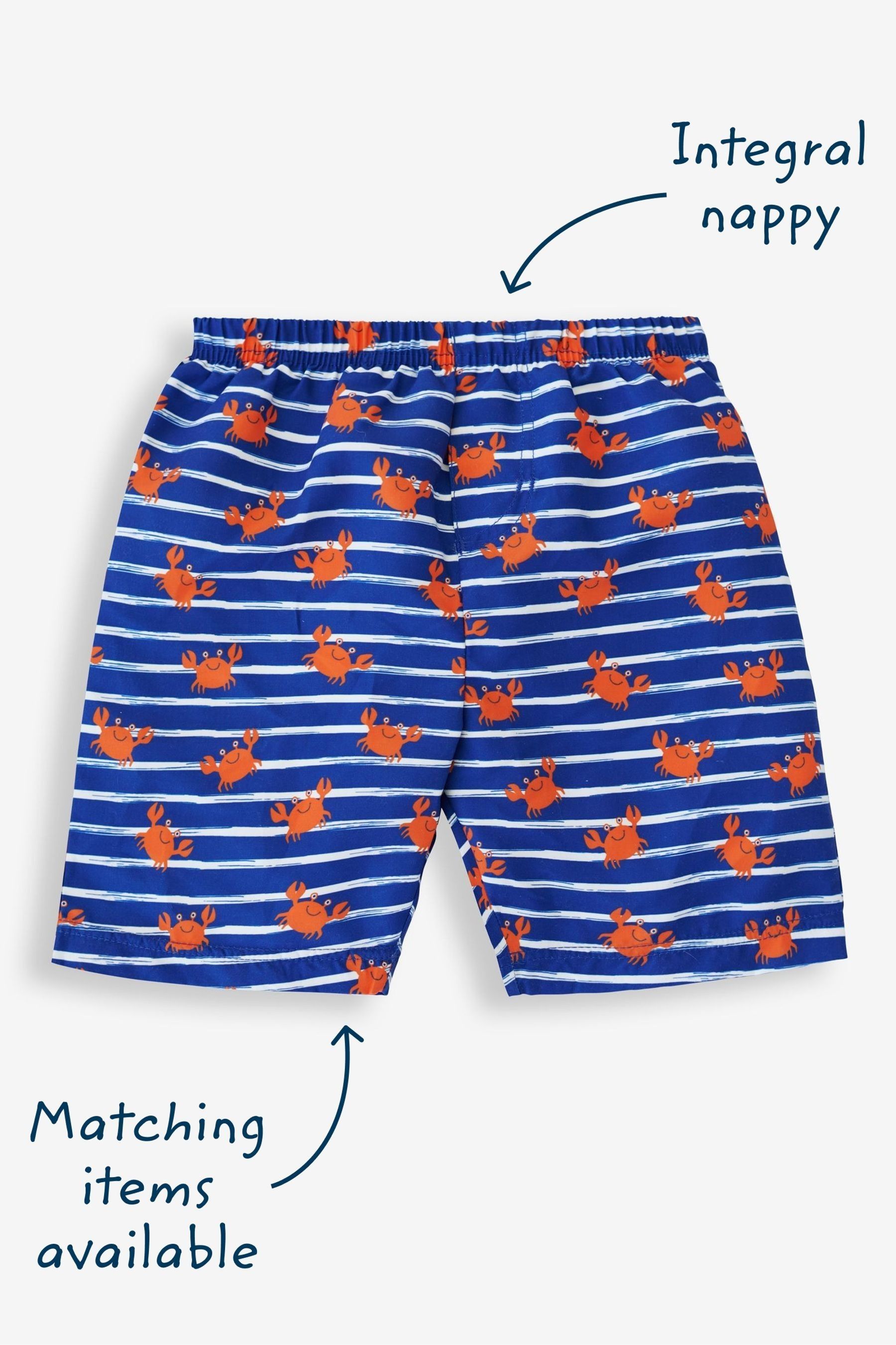 Buy JoJo Maman Bébé Blue Crab Swim Shorts with Integral Nappy from the ...