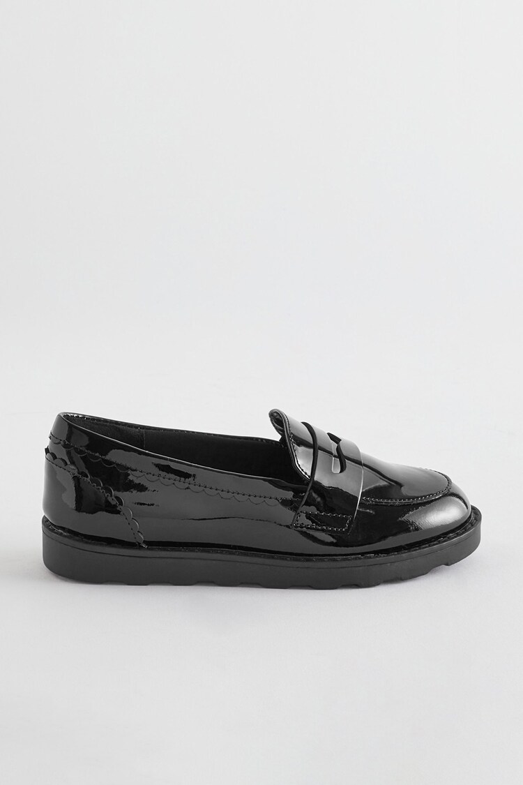 Buy Black Patent School Leather Slim Sole Loafers from the Next UK ...