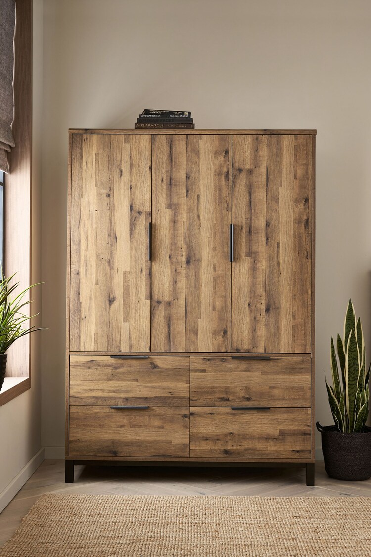 Buy Dark Bronx Oak Effect Triple, 4 Drawers Wardrobe from the Next UK ...