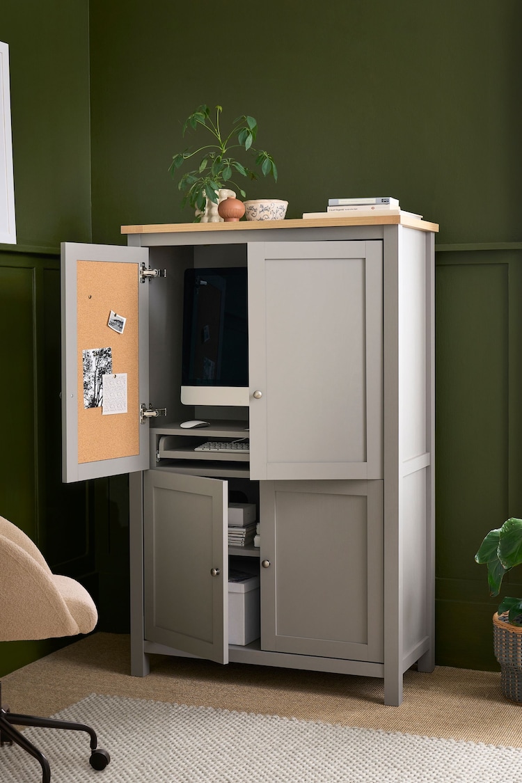 Buy Dove Grey Malvern Oak Effect Compact Hideaway Desk from the Next UK ...